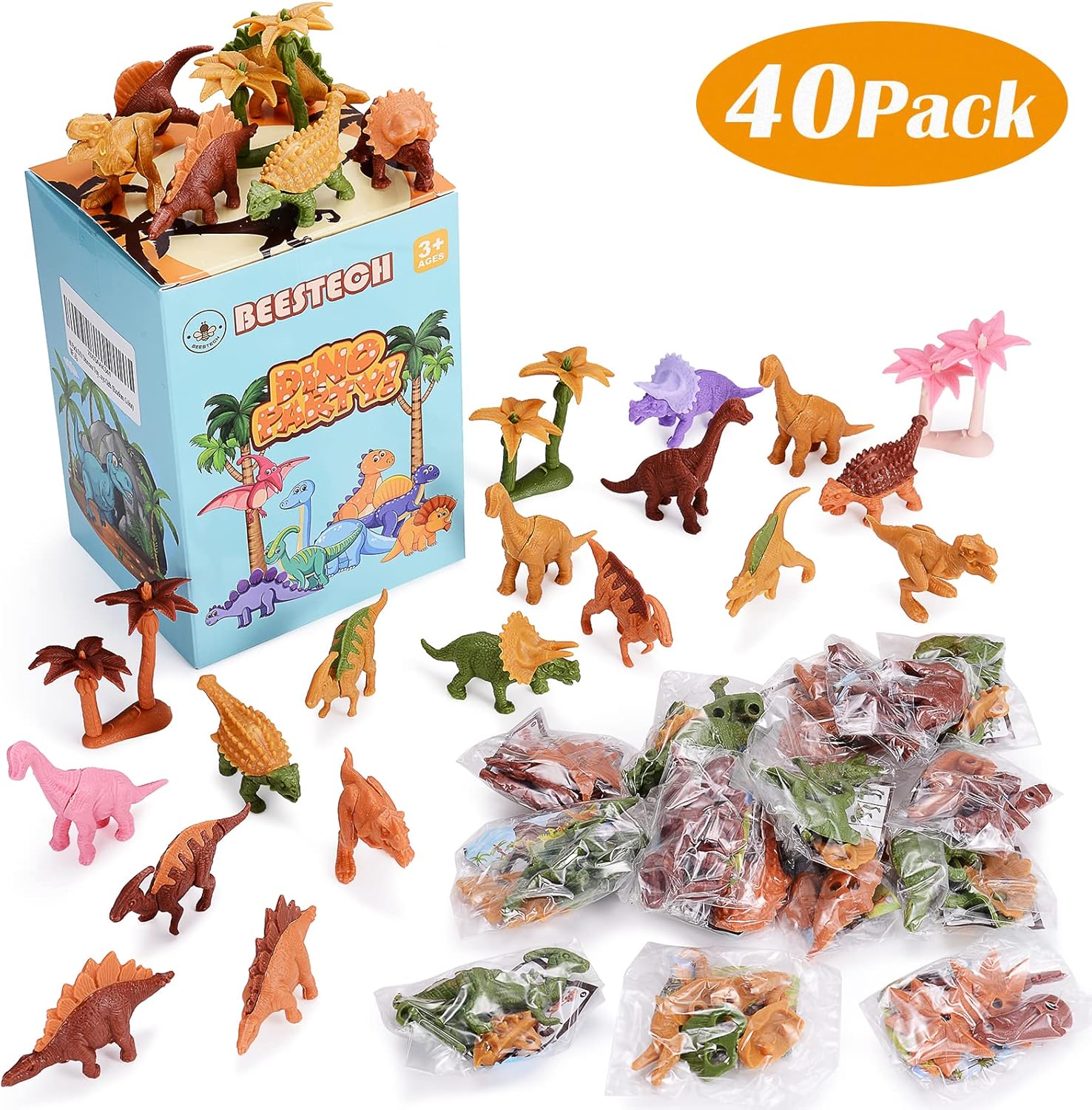Paquete de 40 juguetes de dinosaurio, recuerdos de fiesta de dinosaurio ...