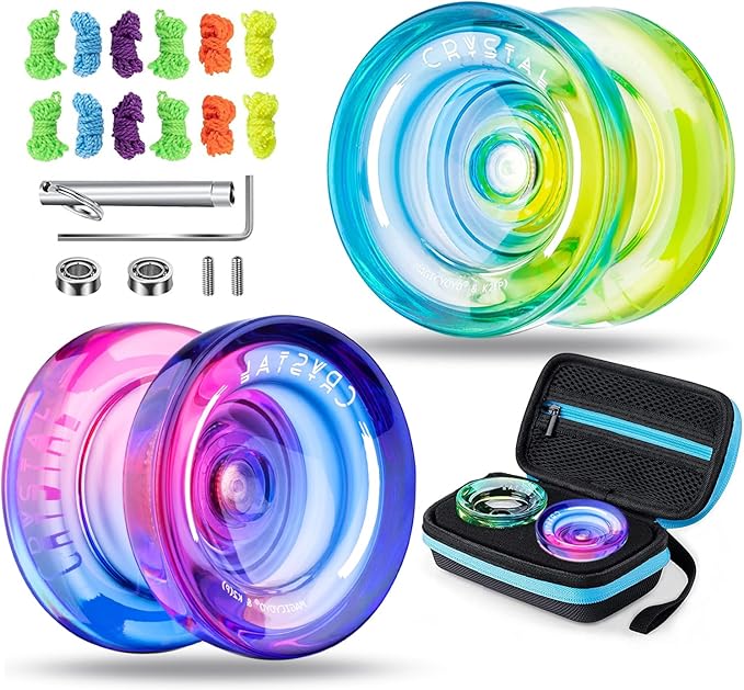 Amazon.com: MAGICYOYO Responsive Yoyo K2 Crystal Blue-Yellow + Pink ...