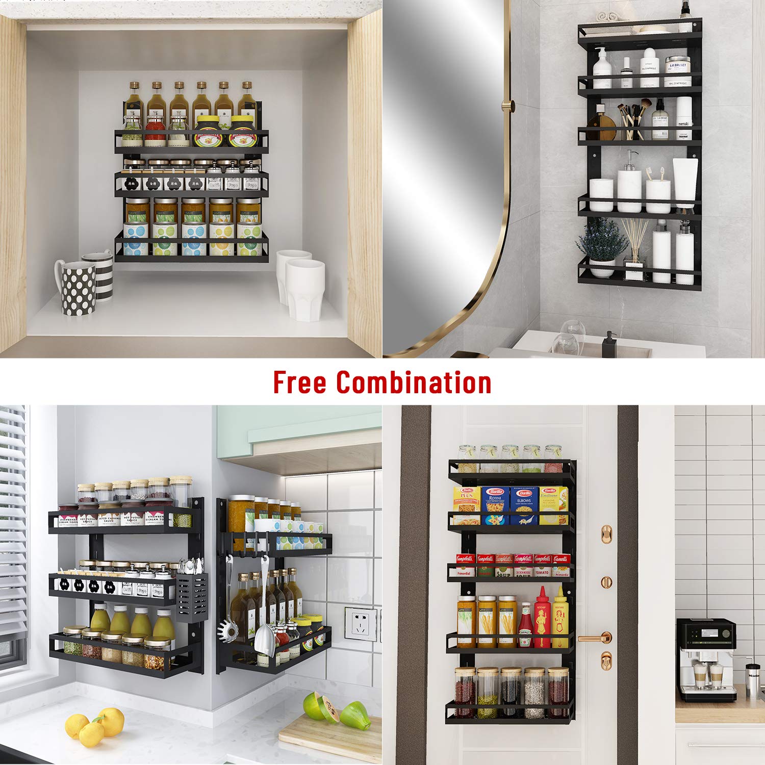 Snapklik.com : ADBIU Spice Rack Wall Mount (2 Parts) Kitchen Hanging ...