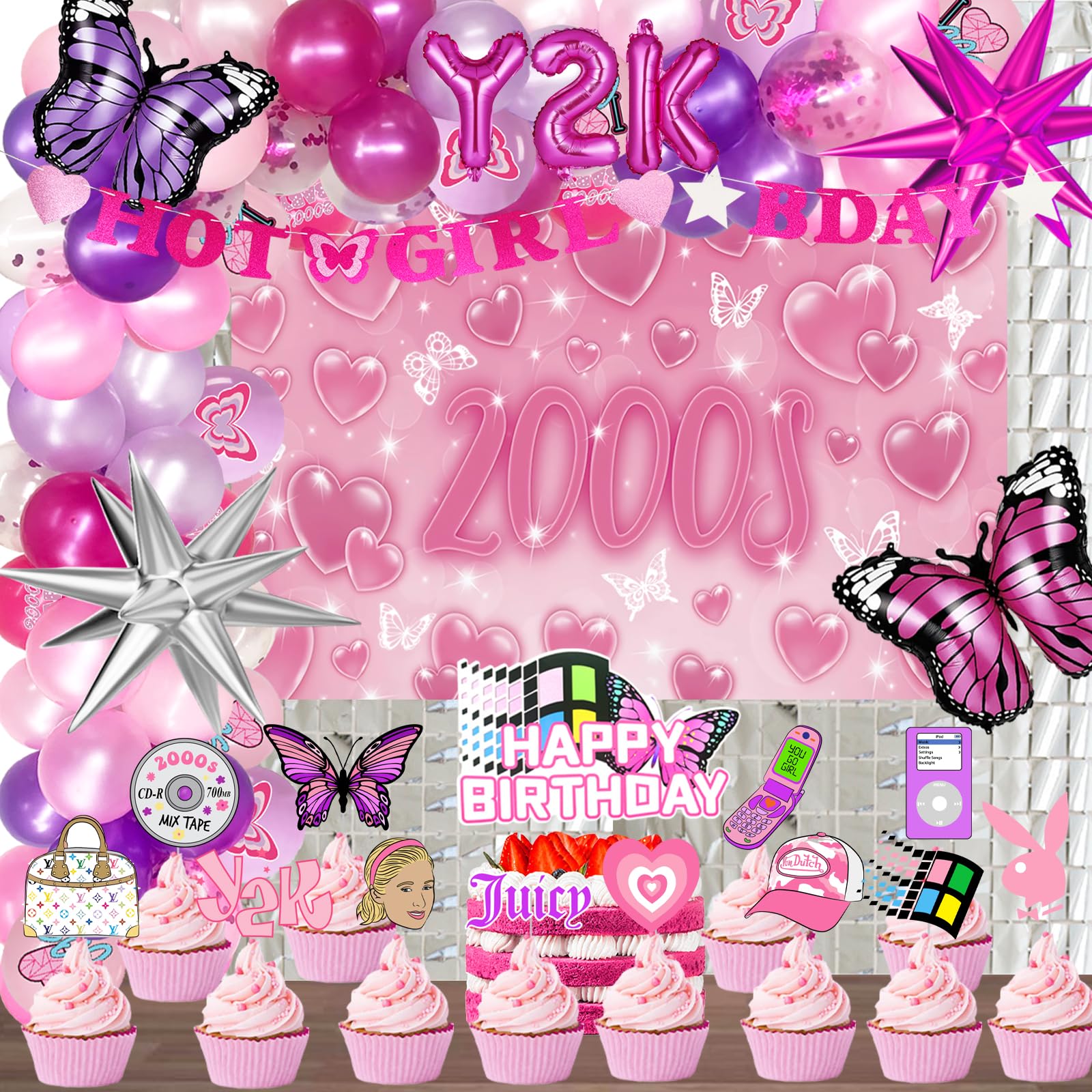 Amazon.com: Hombae Y2K Party Decorations, Early 2000s Party Decorations ...