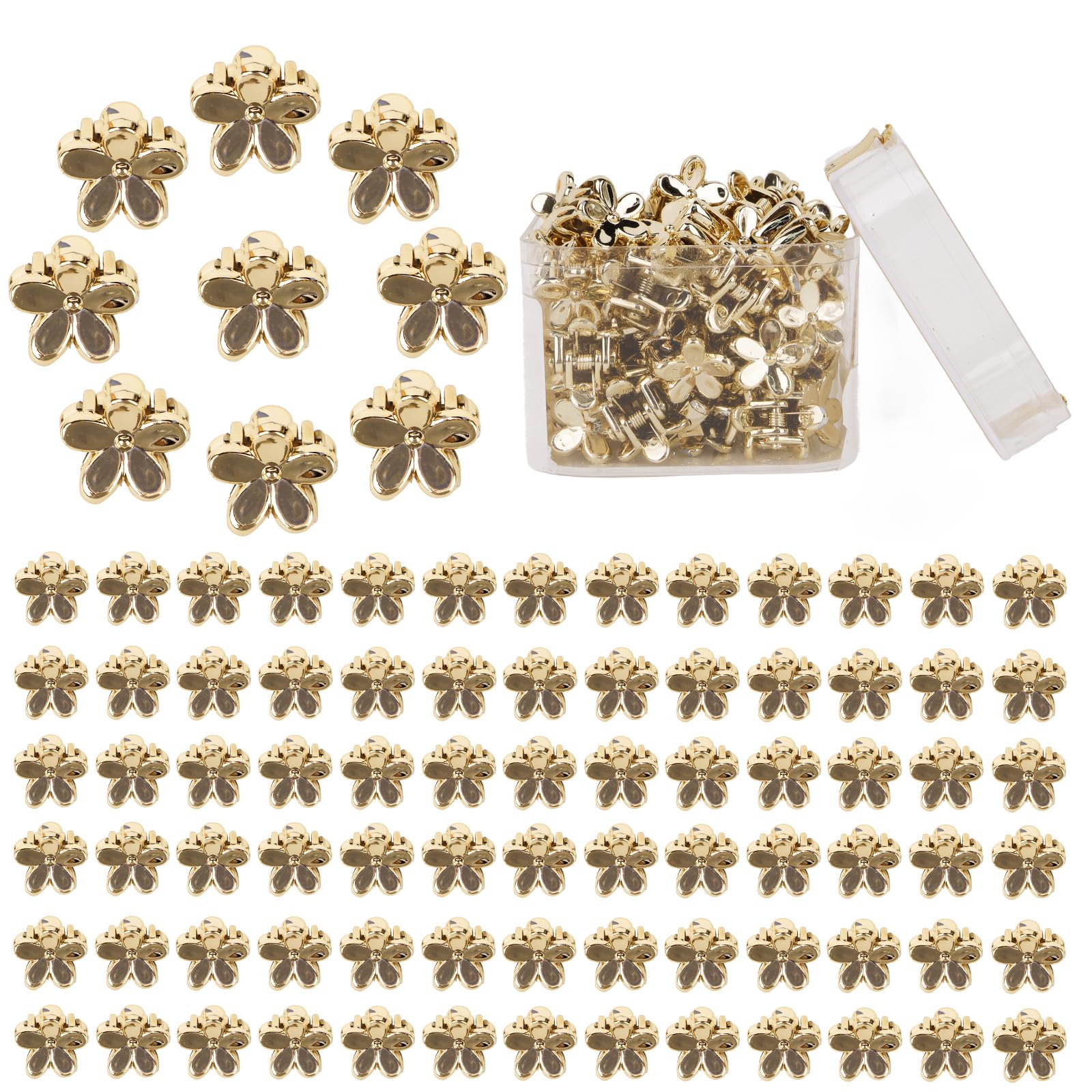 Anbala Small Gold Mini Hair Clips Flower Hair Clips Plastic ...