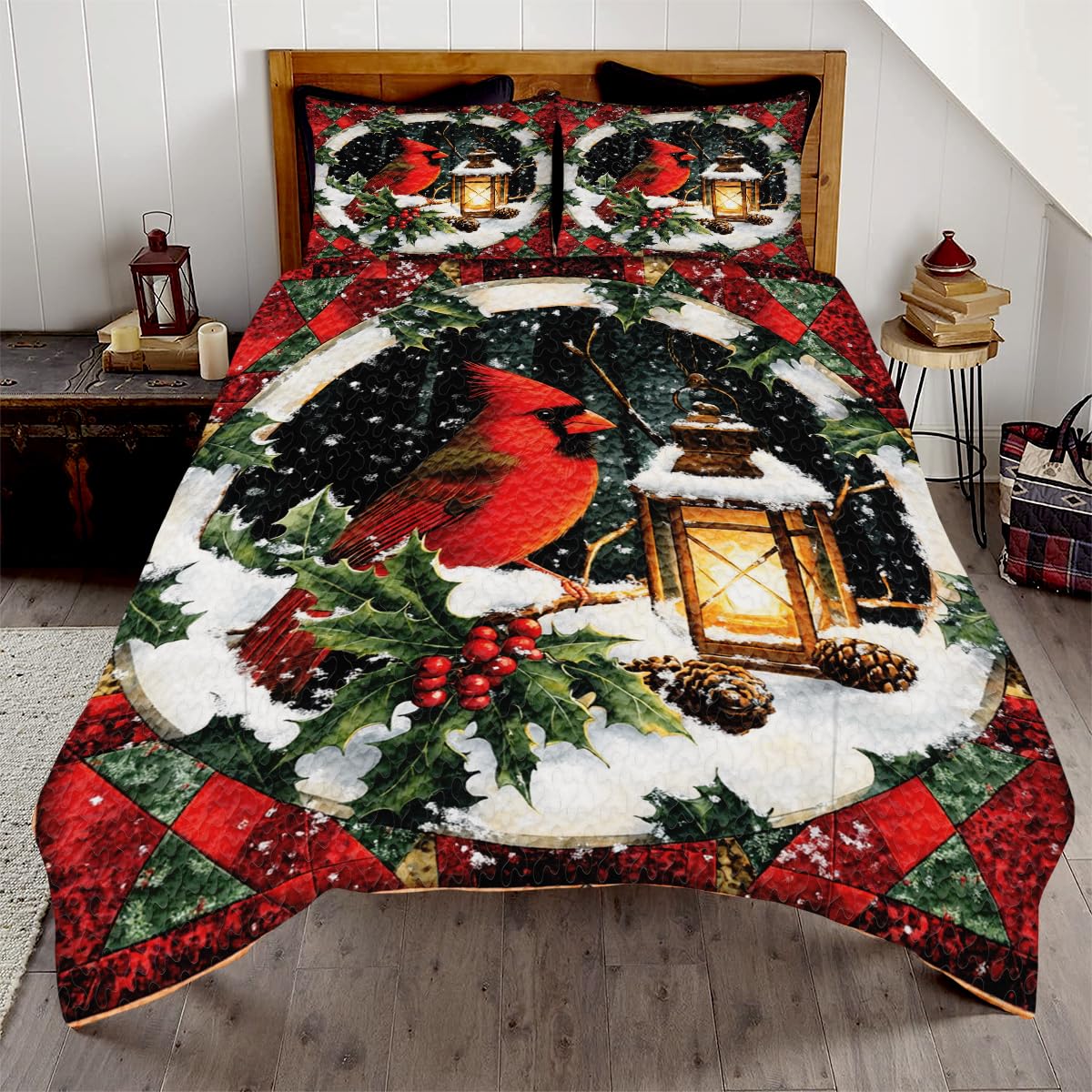 Amazon.com: Vintage Cardinal Quilt Set Full Set - Cardinal Quilt with ...