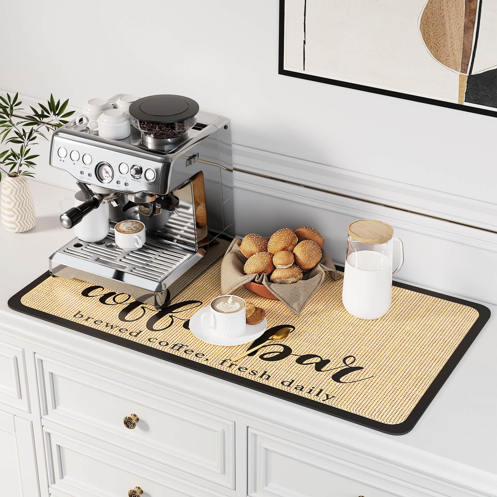 Amazon.com: DK177 Coffee Mat Coffee Bar Mat Hide Stain Absorbent Drying ...
