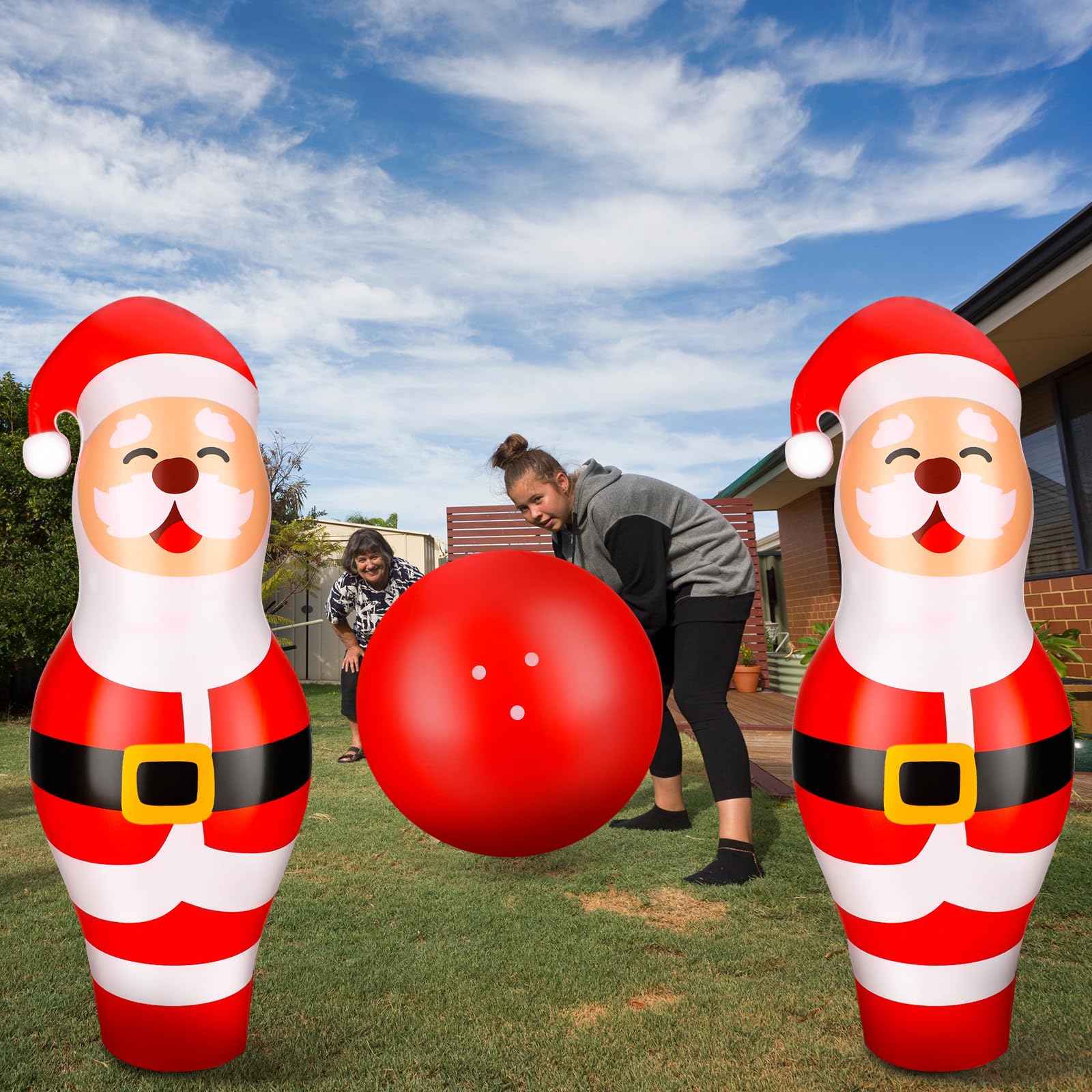 Snapklik.com : Wettarn 7 Pcs 27 Inch Giant Christmas Inflatable Bowling ...