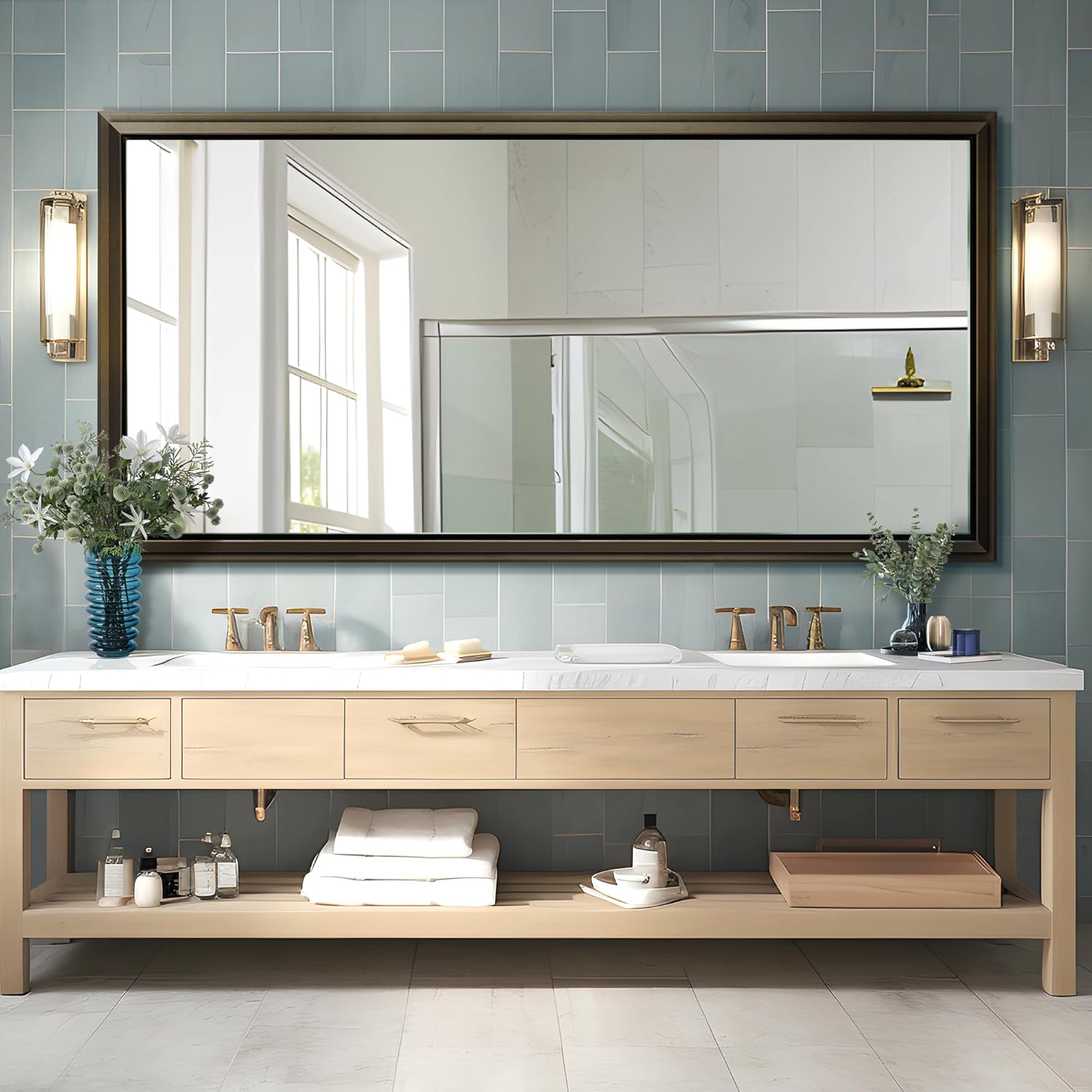 Amazon.com: NicBex 72x36 Inch Bathroom Vanity Mirror, Aluminum Alloy ...