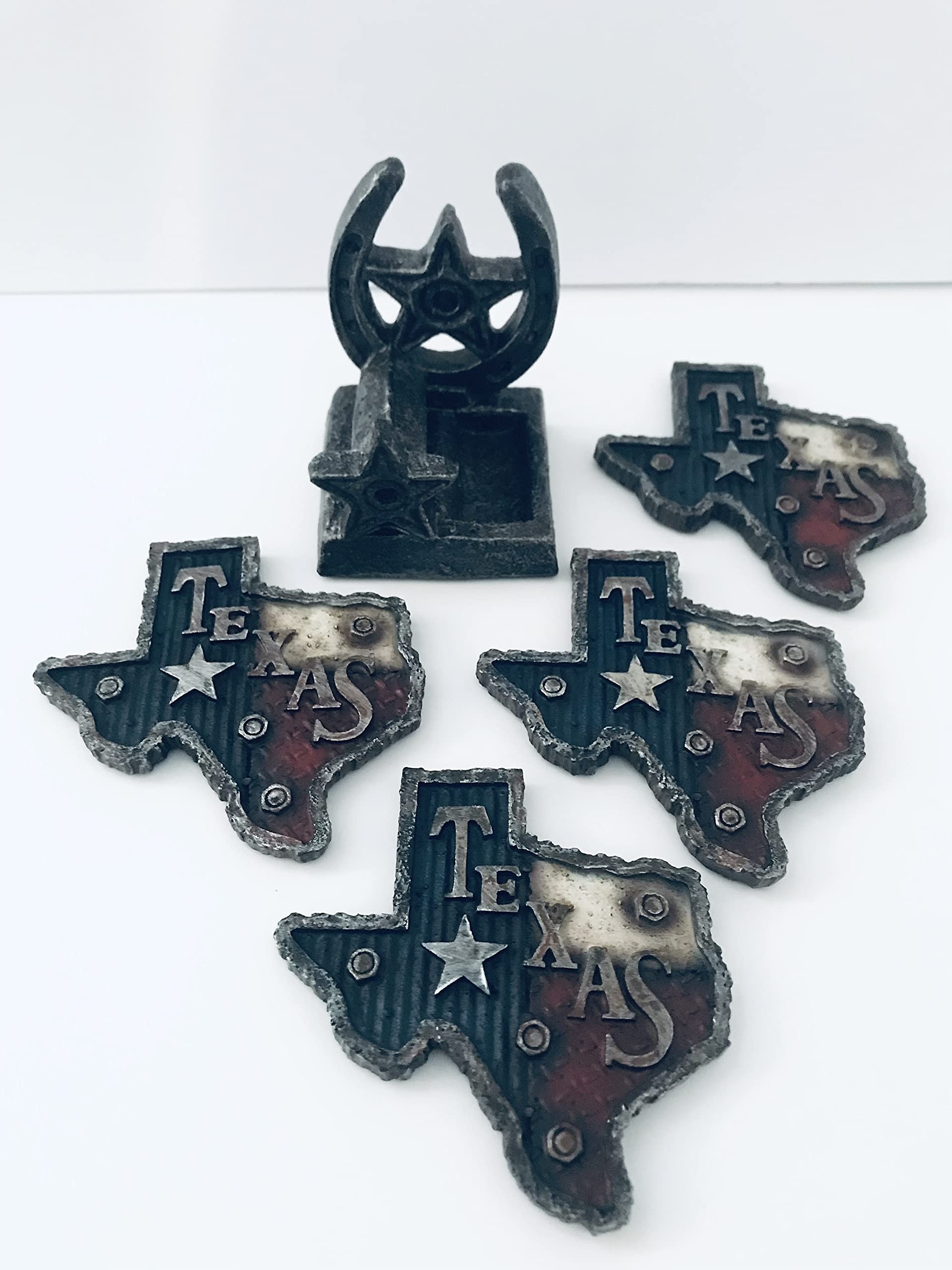 Amazon.com: Texas Shaped Coasters Set of 4 with Lucky Horseshoe Star ...