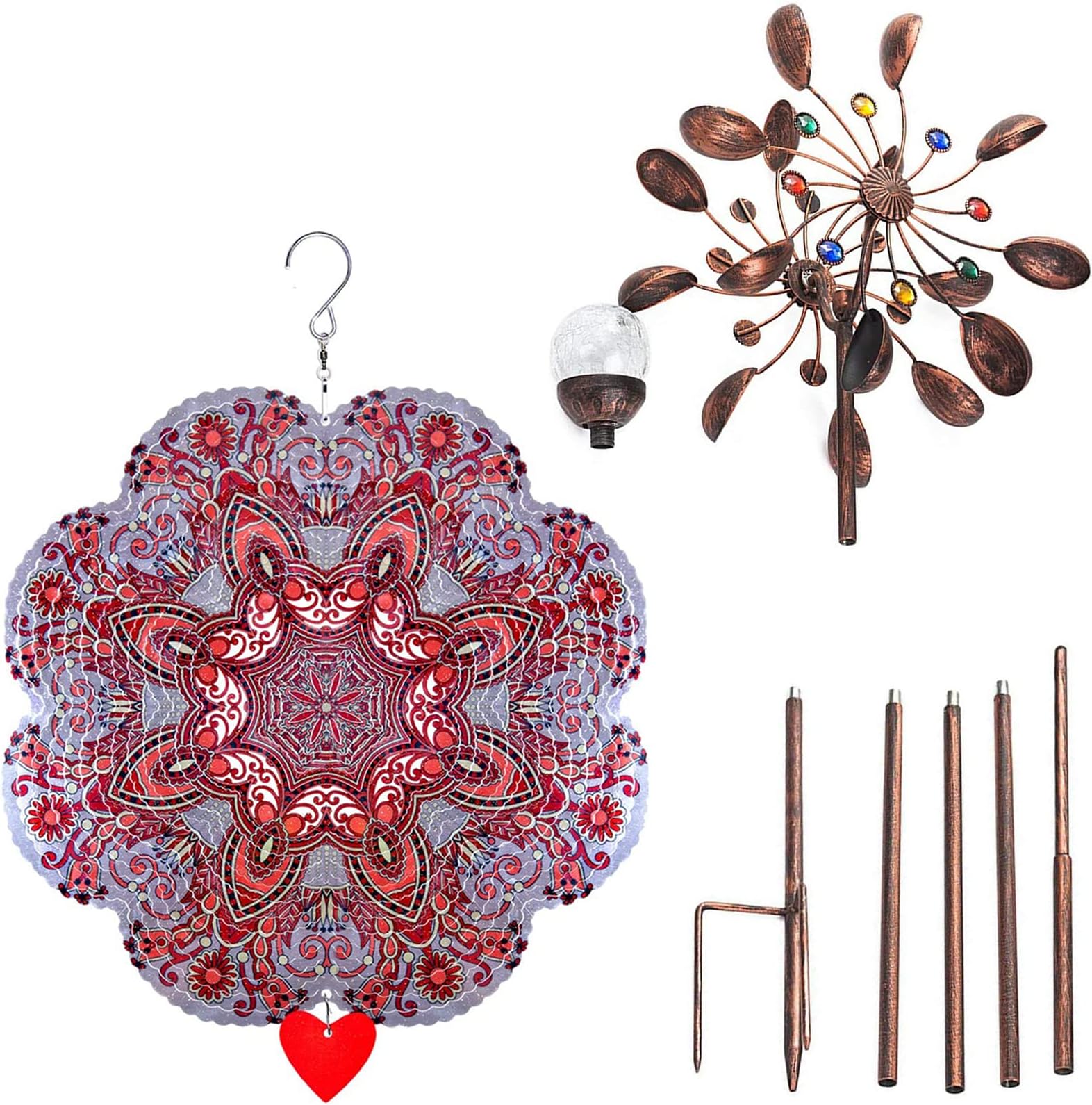 Amazon.com: Solar Wind Spinner New 75in Jewel Cup Multi-Color Seasonal ...