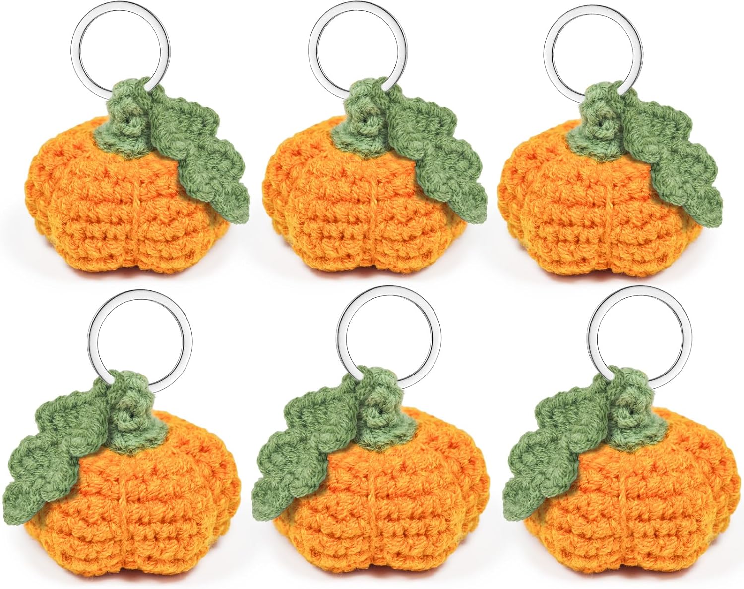 Amazon.com: Cinrobiye 6 Pcs Crochet Pumpkin Keychains Mini Fall Yarn ...