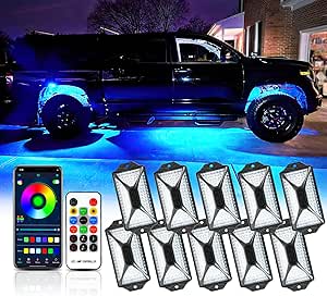 Amazon.com: DEERMOTO Rock Lights for Trucks, 10 Pods RGB LED Rock Light with APP/Remote Control ...