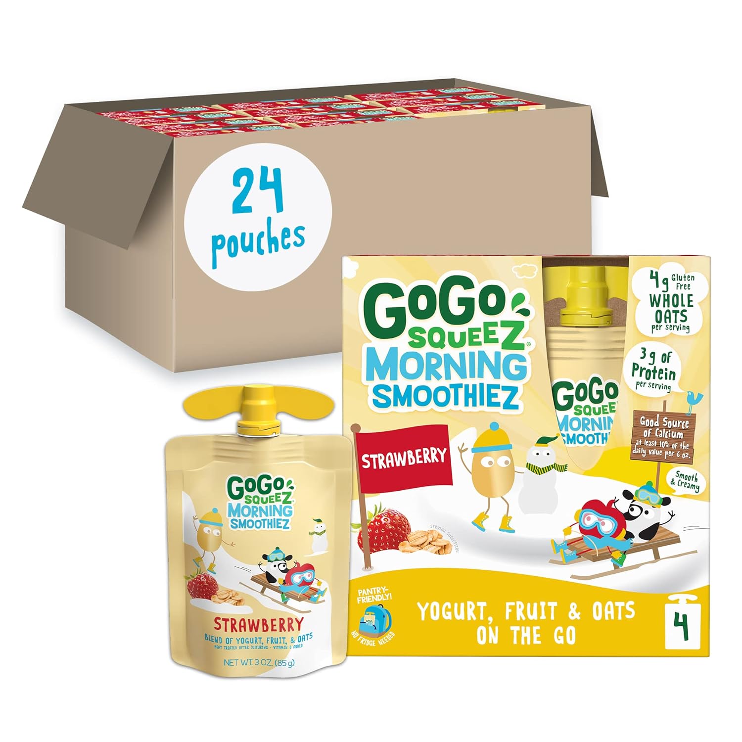 Amazon.com: GoGo squeeZ Morning smoothieZ, Strawberry, 3 oz (Pack of 24 ...