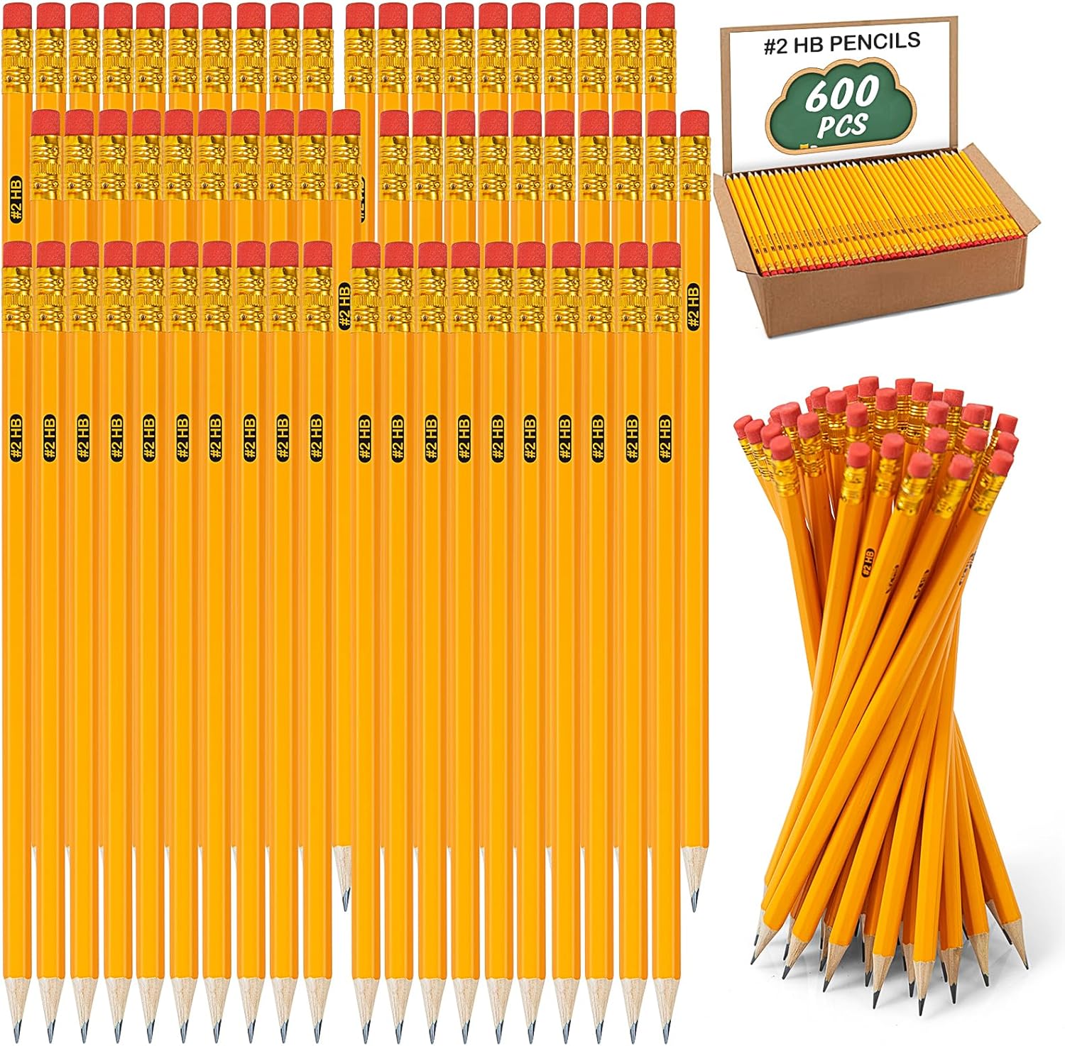Wood-Cased #2 Hb Pencils Yellow Pre-Sharpened Class Pack 320 Pencils at ...