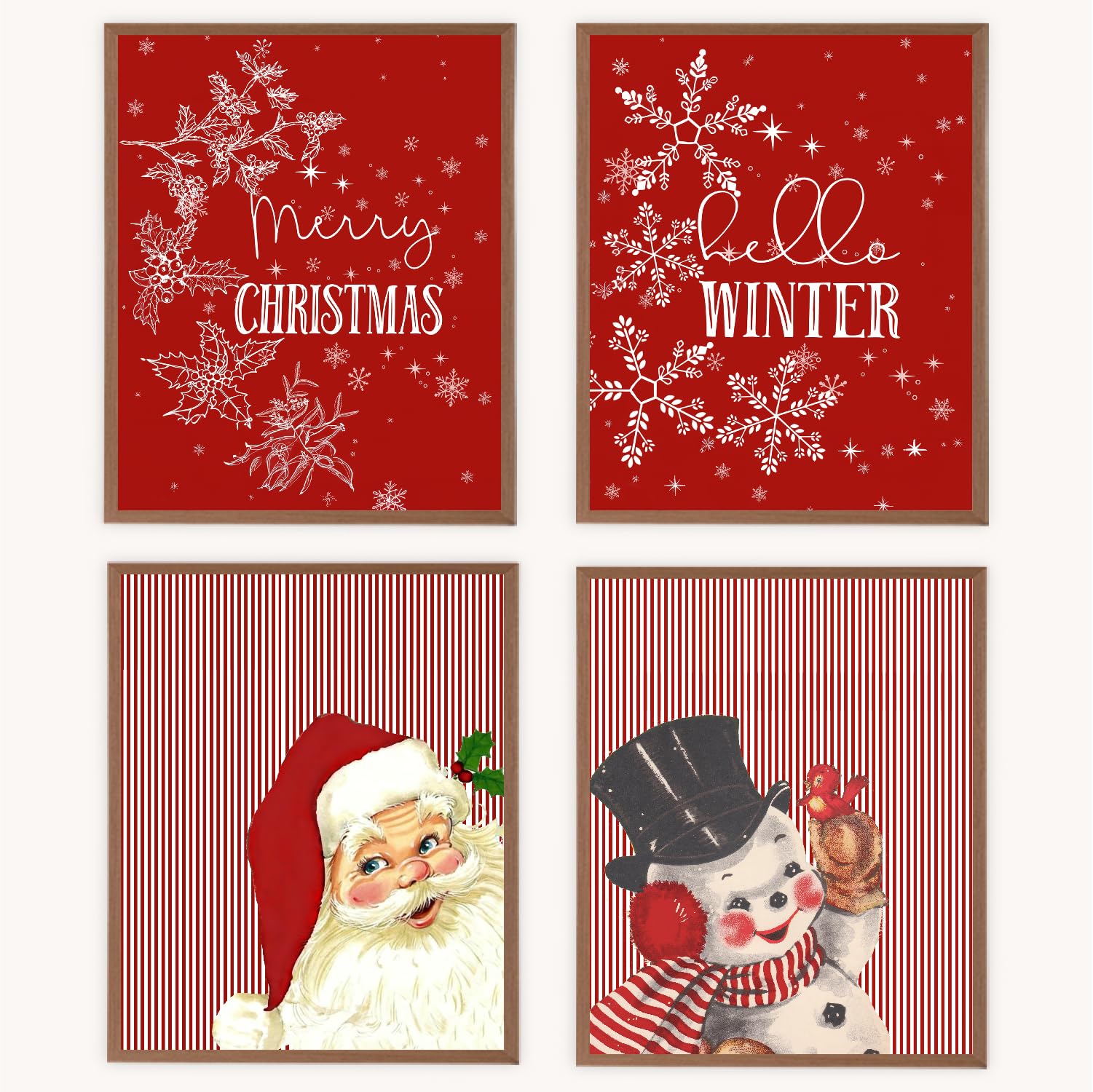 Amazon.com: VNWEK Christmas Wall Art,Merry Christmas Hello Winter ...