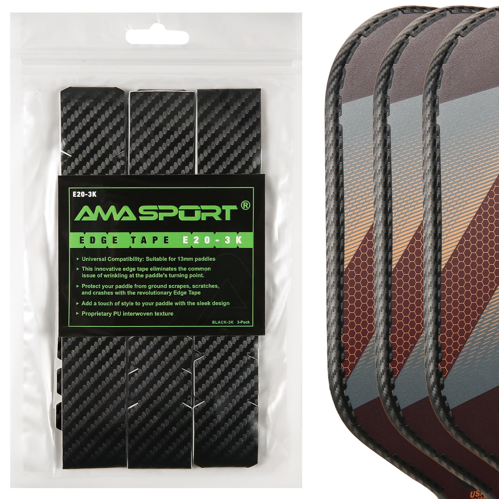 Buy AMA Sport Pickleball Paddle Protection Tape - 3K PU Interwoven ...