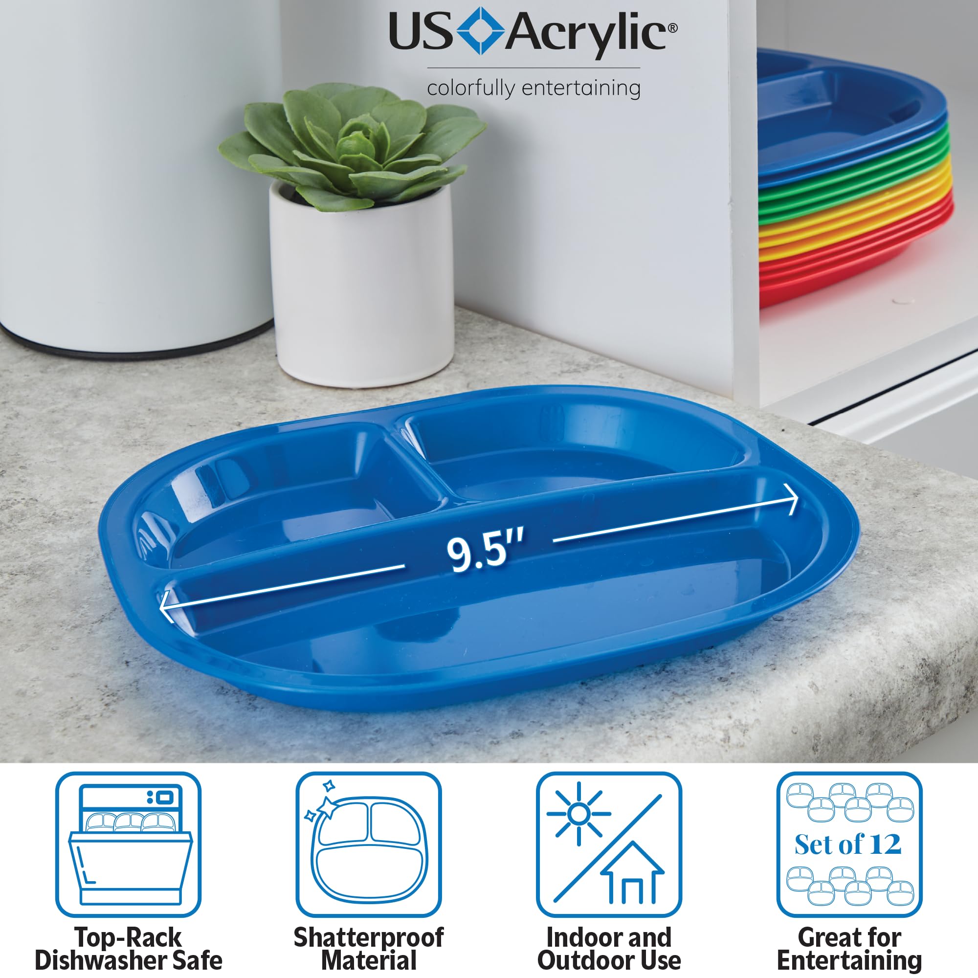 Snapklik.com : US Acrylic Harmony 3-compartment Divided Plastic Kids ...