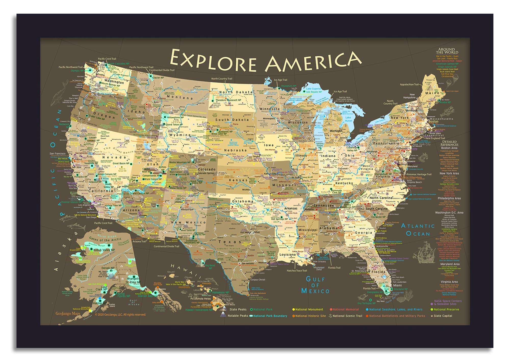 Buy Explore America USA with National Parks, Landmarks, Highest Peak by ...