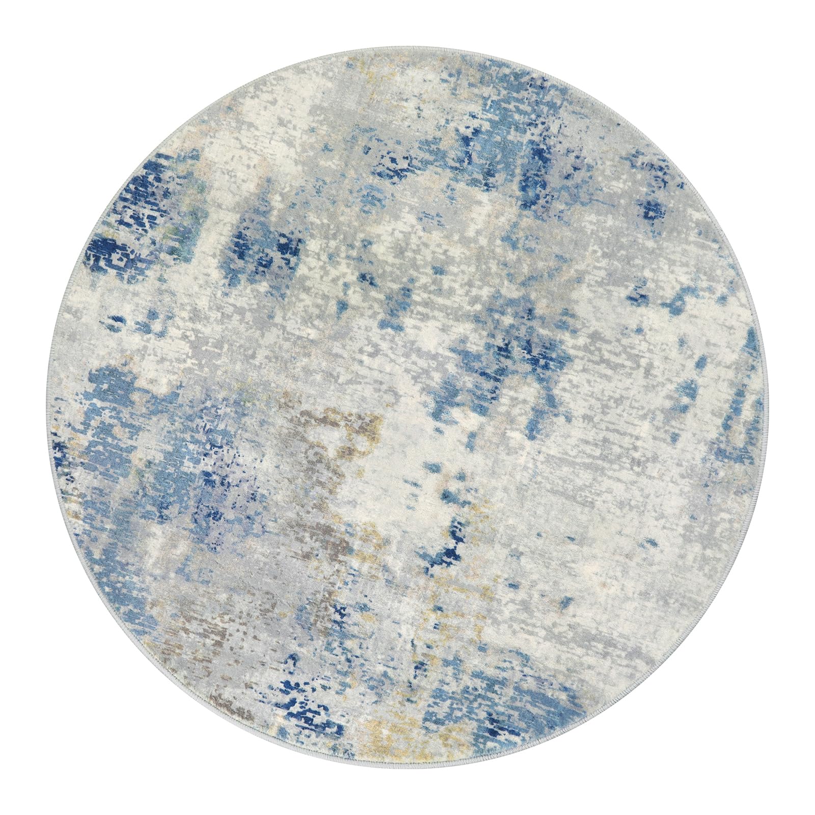 Lahome Modern Abstract Round Rug - 5Ft Blue Kitchen Rugs Soft Bedroom ...