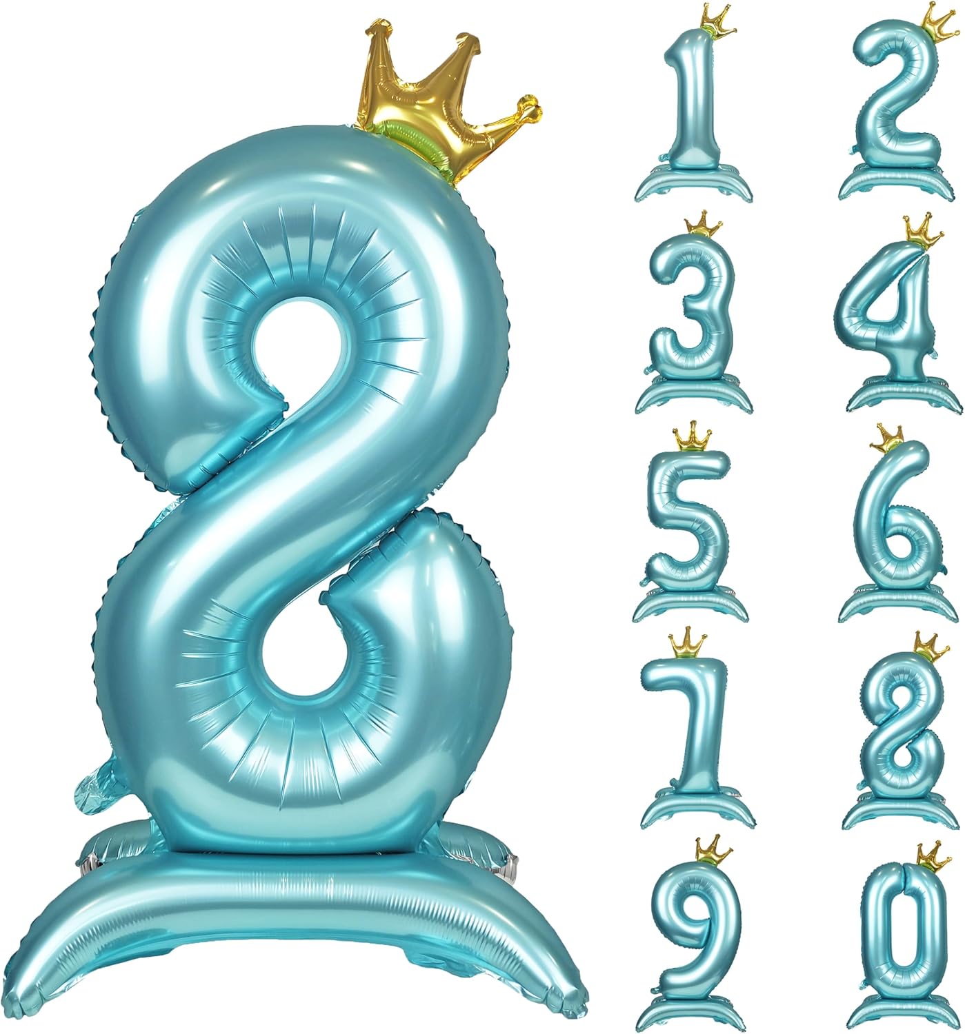 Amazon.com: 40 Inch Blue Crown Number Balloon Blue Foil Large Number 8 ...