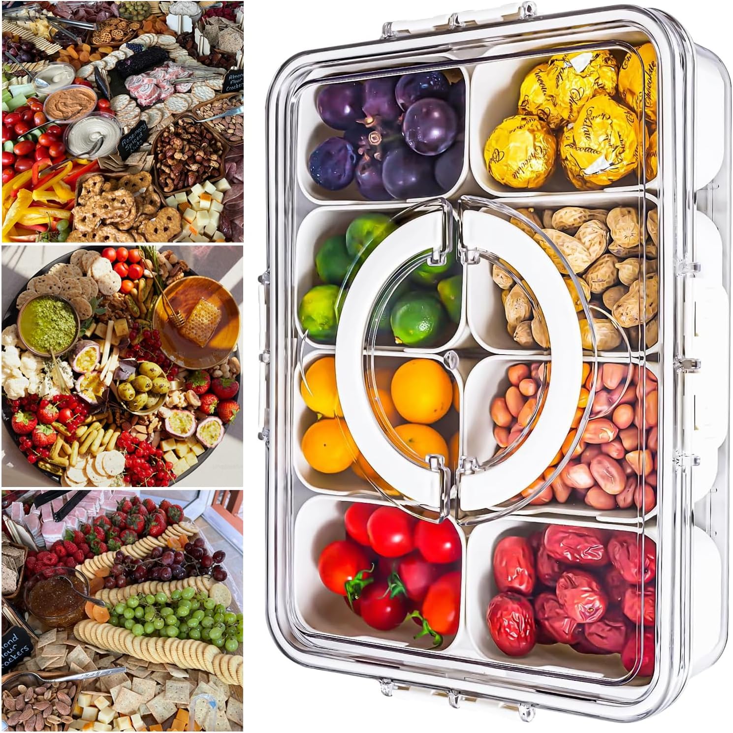 Amazon.com: RAXO Snackle Box Container Divided Serving Tray with Lid ...