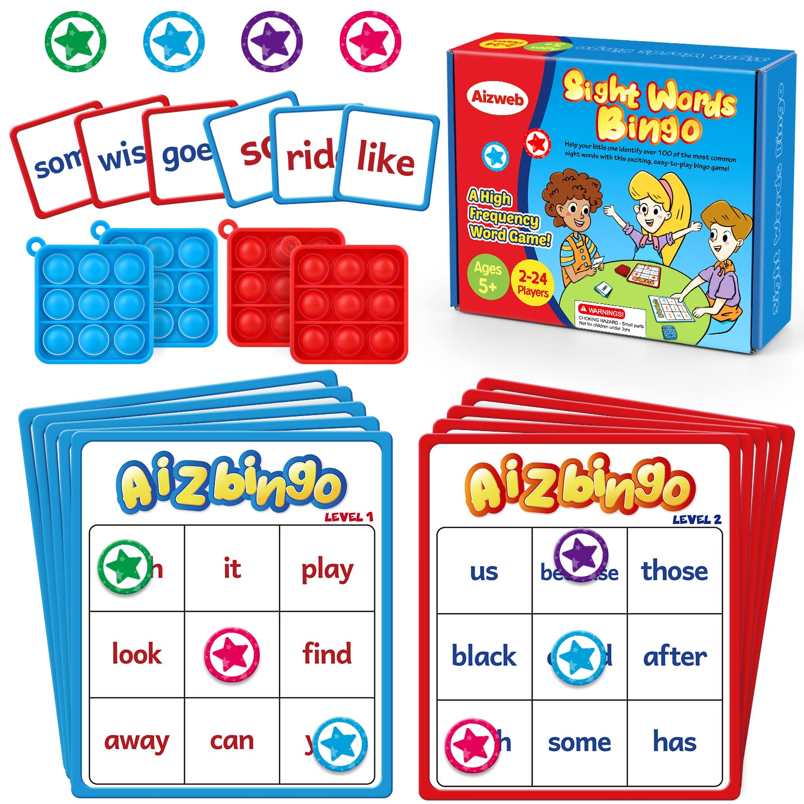 Buy Aizweb Word Bingo Game,Learn to Read Flash Card for Preschool ...