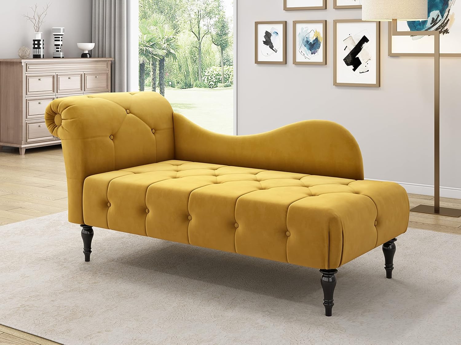 Amazon.com: Gold Sparrow Napa Diamond Tufted Chaise Lounge : Home & Kitchen