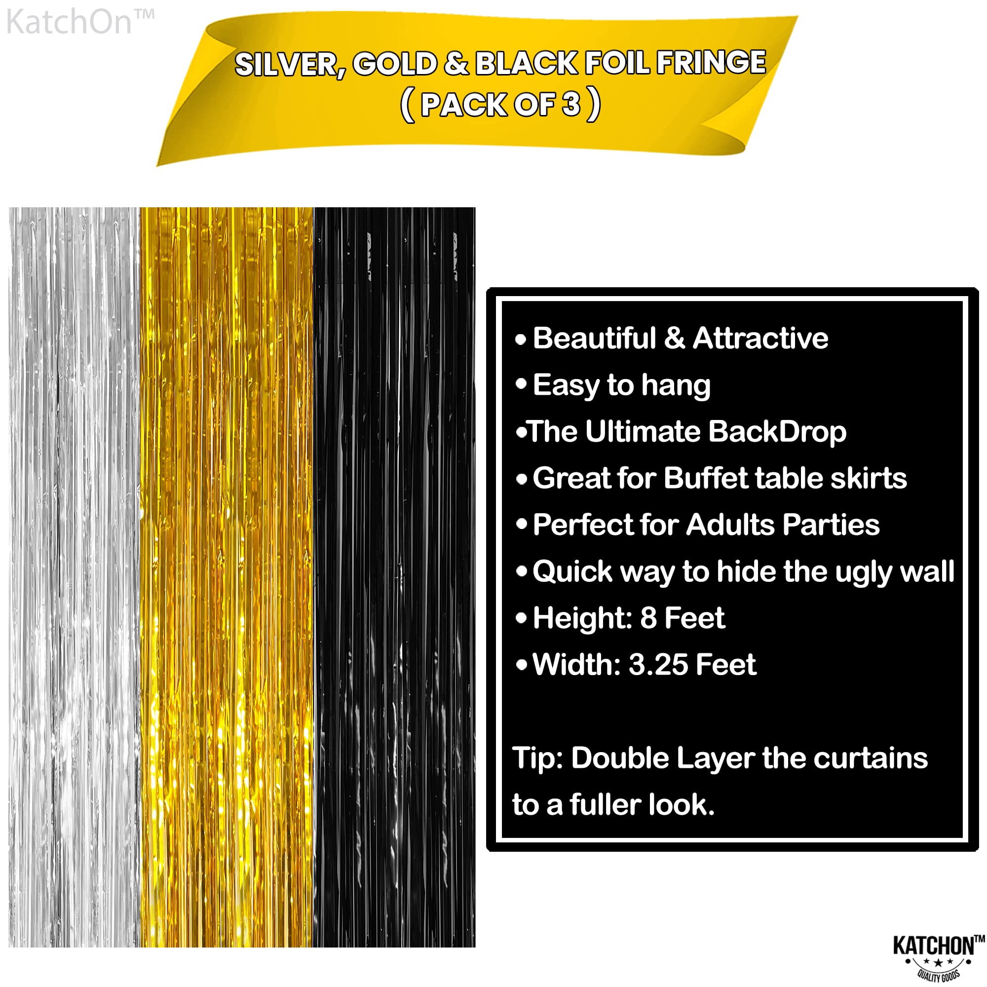 Snapklik.com : XtraLarge Silver, Black And Gold Streamers - 975x8 Feet ...