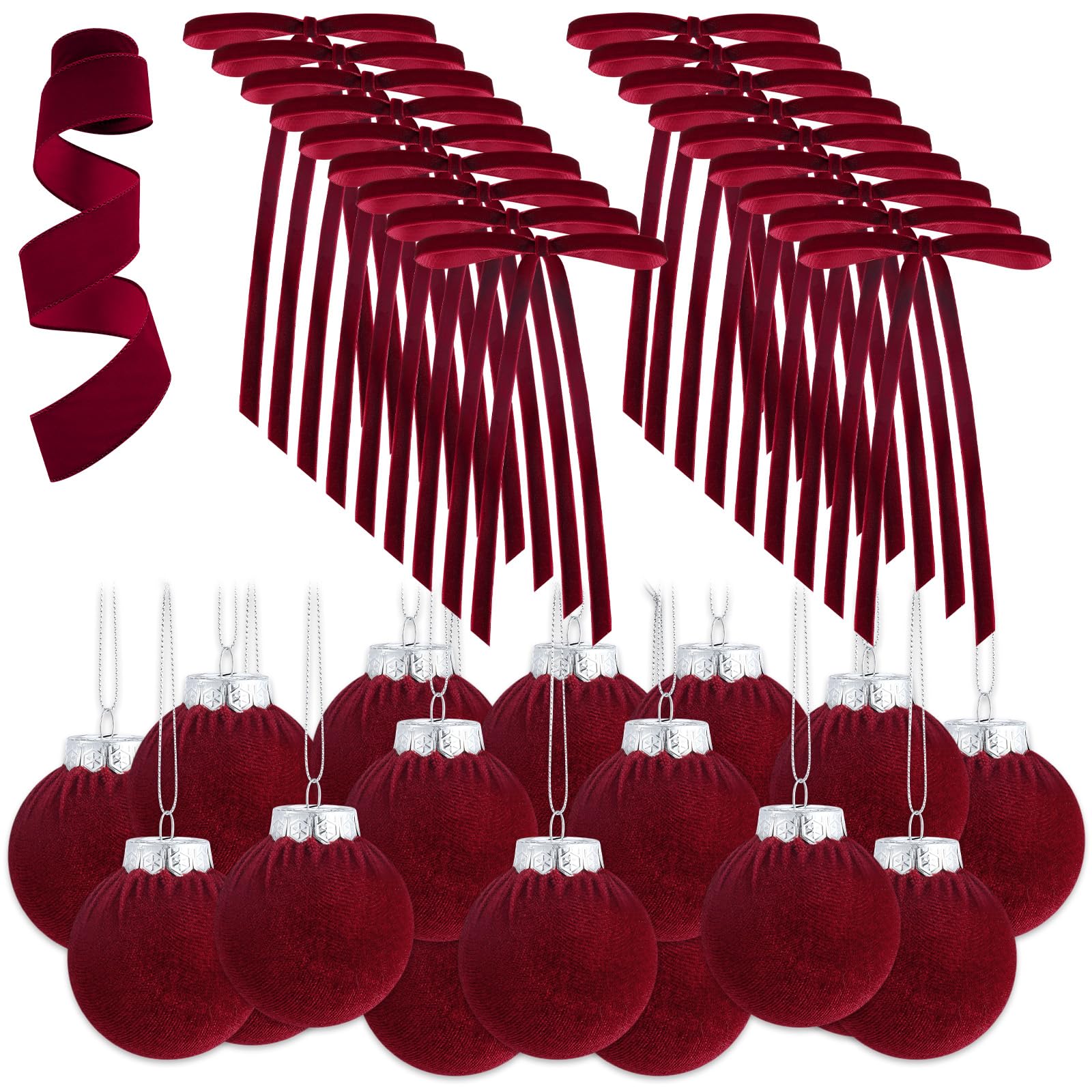 Amazon.com: Syhood 37 Pcs Christmas Velvet Ornaments Decor Kit Include ...