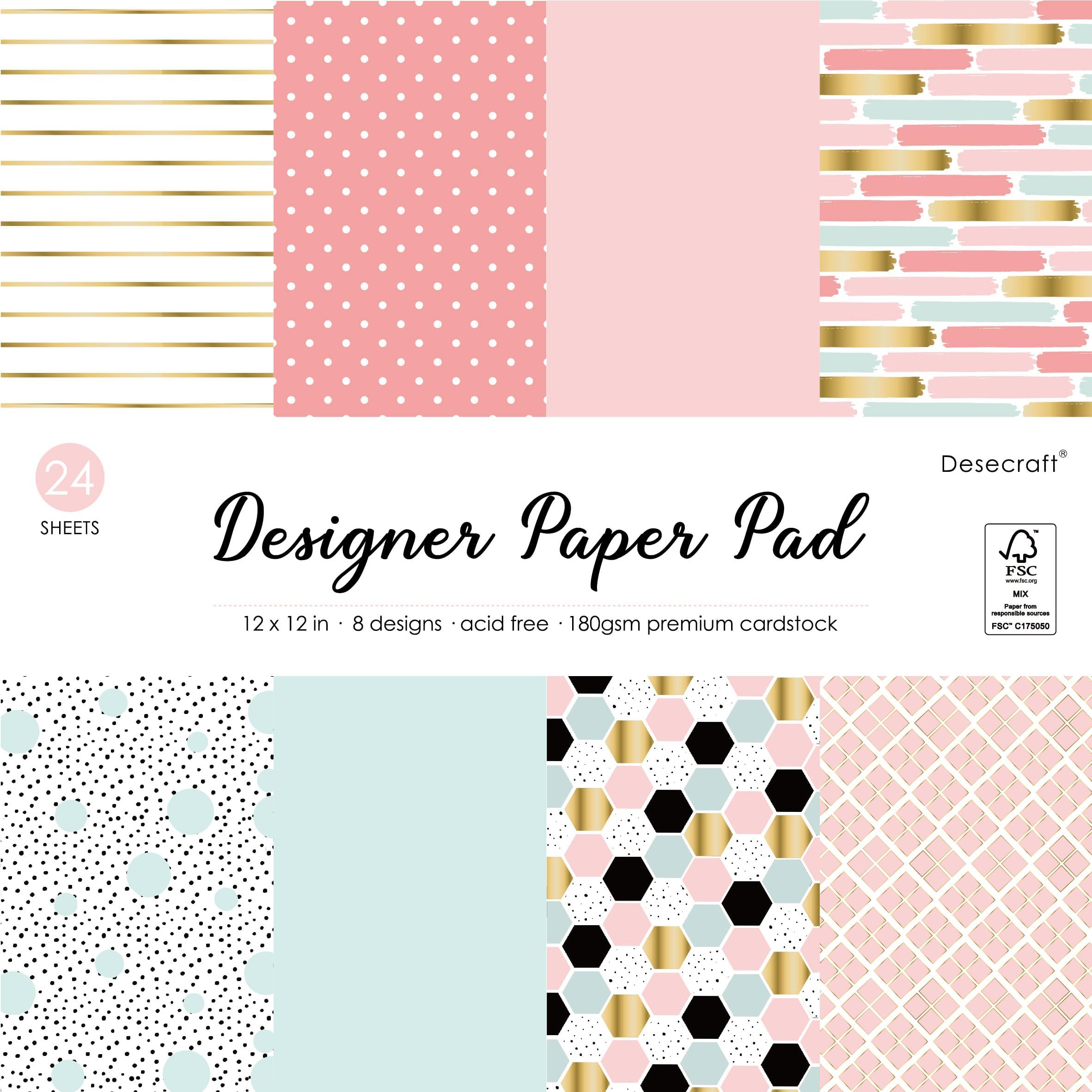 Desecraft 12x12 Gold Foil Scrapbook Cardstock Decorative Paper - 24 ...