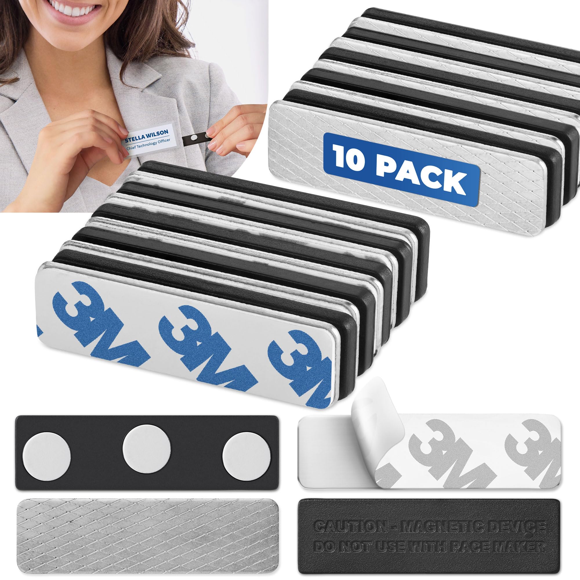 Amazon.com: Claev Name Tag Magnets (10 Pack, 1.75 x 0.5 inches ...