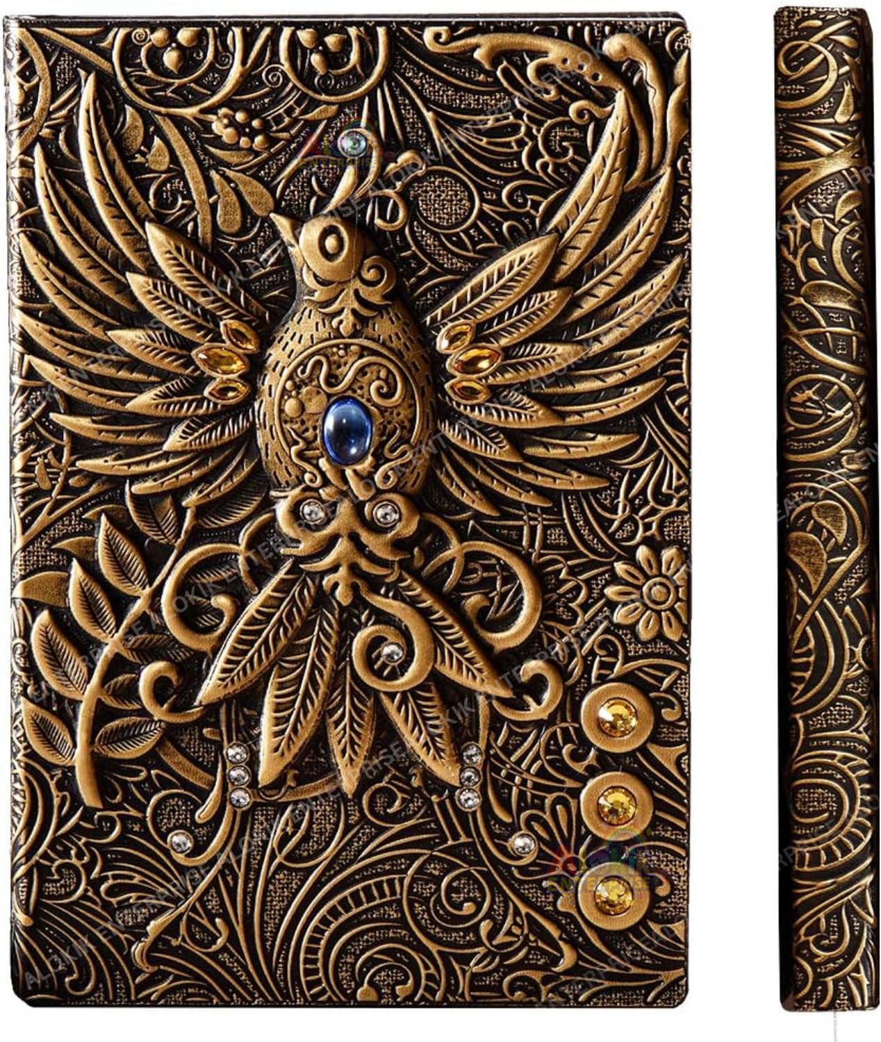 Alokik 3D Phoenix Bronze DND Vintage Leather Journal Writing Notebook ...
