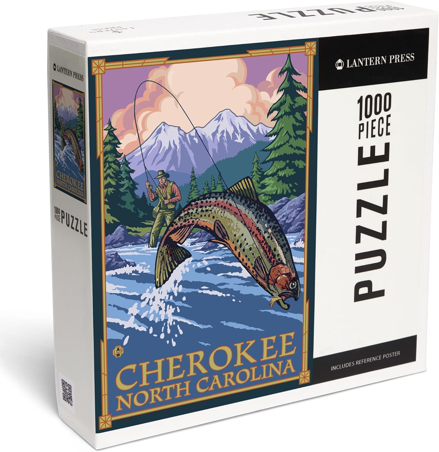 Amazon.com: Cherokee, North Carolina, Angler Fly Fishing Scene (Leaping ...