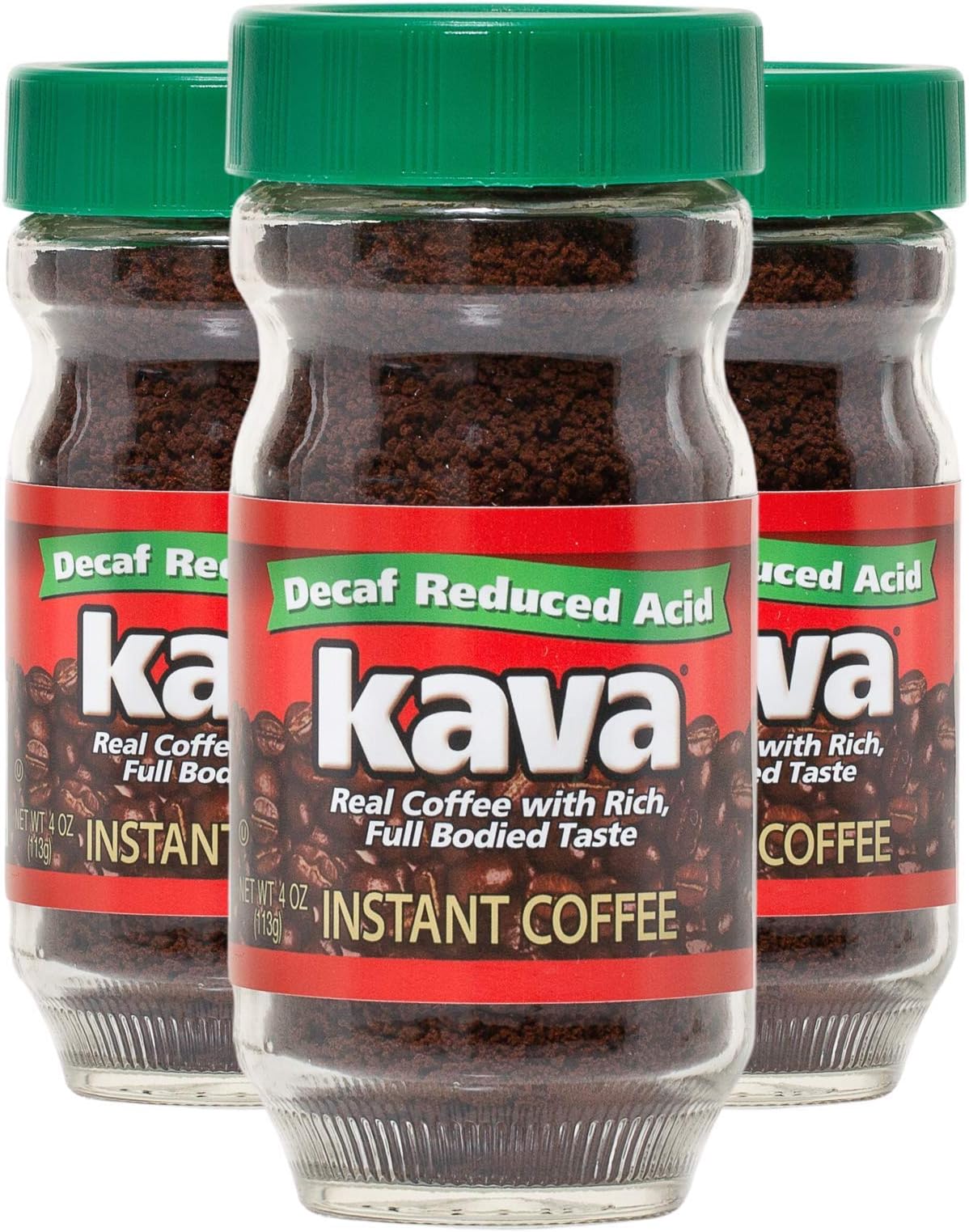 Amazon.com : Kava Decaf Acid Reduced Instant Coffee, 4 Ounce Jar (Pack ...