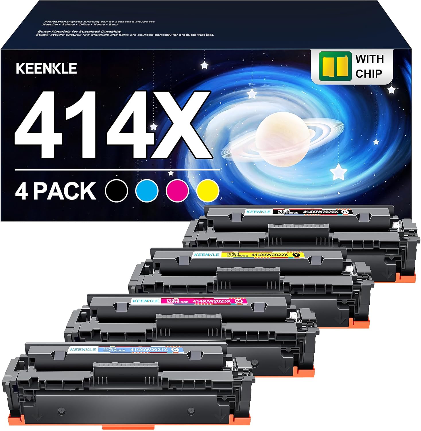Amazon.com: 414X Toner Cartridges 4 Pack (with Chip) Compatible ...