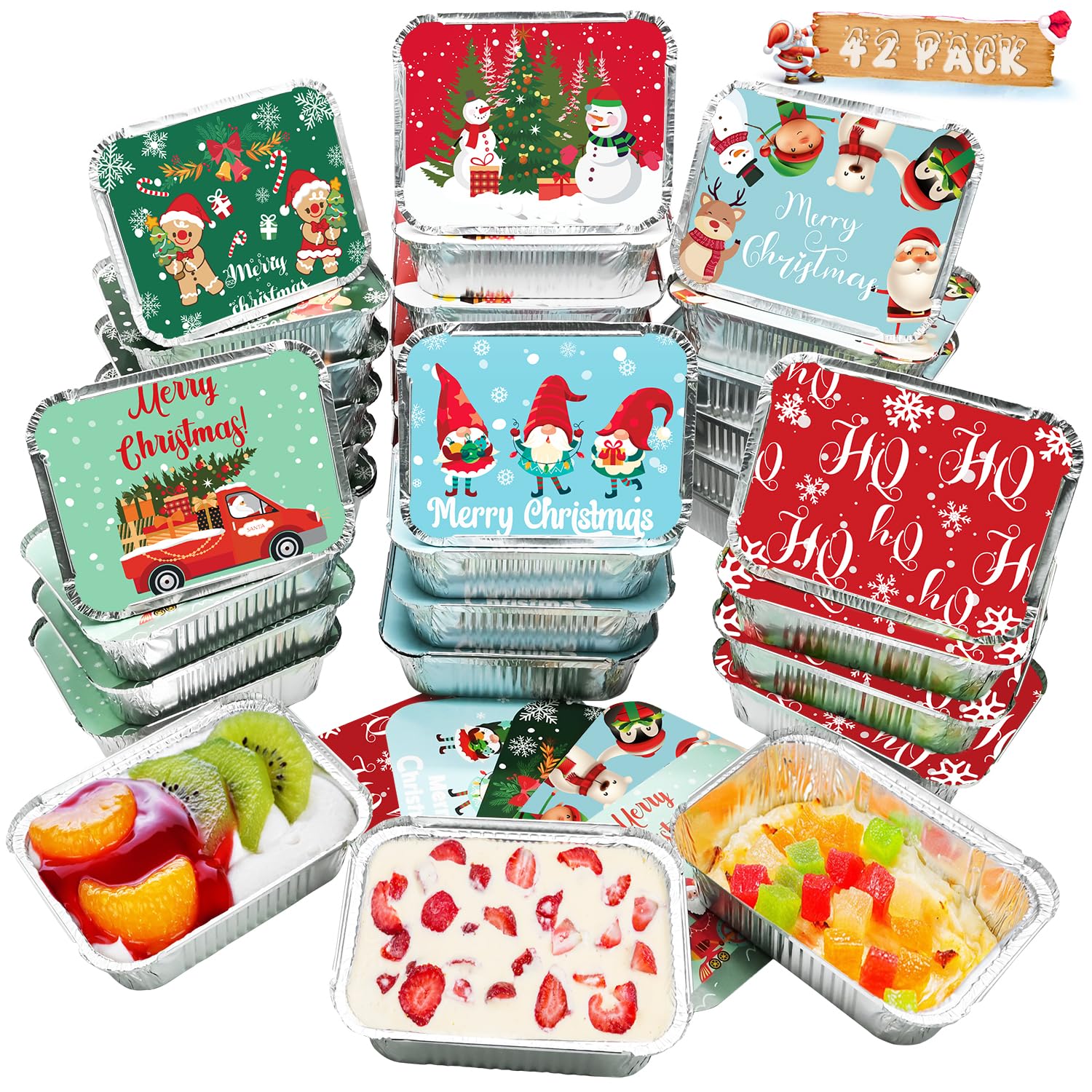 Amazon.com: CAMIRUS 42PCS Christmas Foil Containers with Lid, Christmas ...