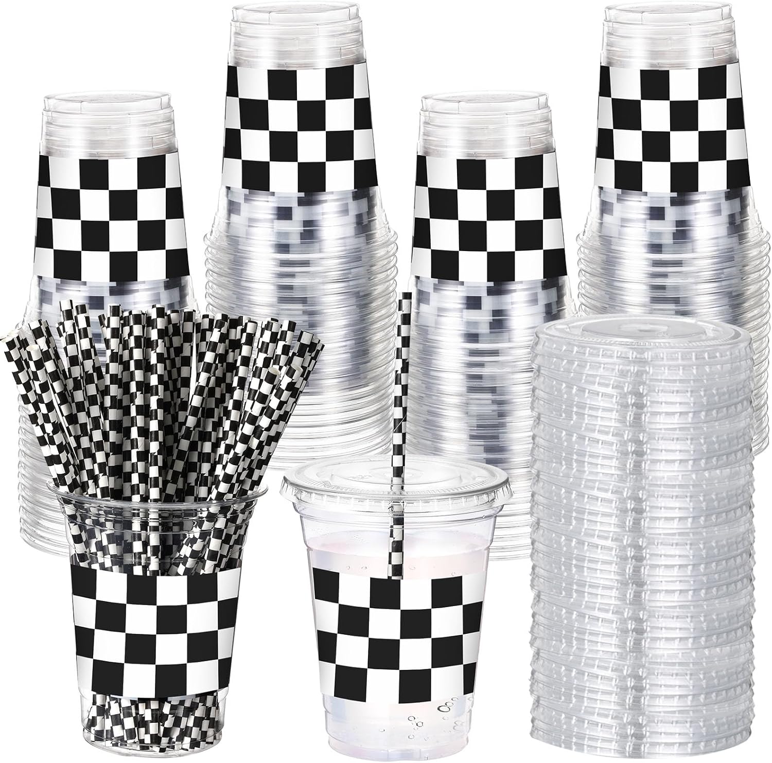 Amazon.com: Sliner 50 Sets Plastic Cups Disposable with Lids and Paper ...