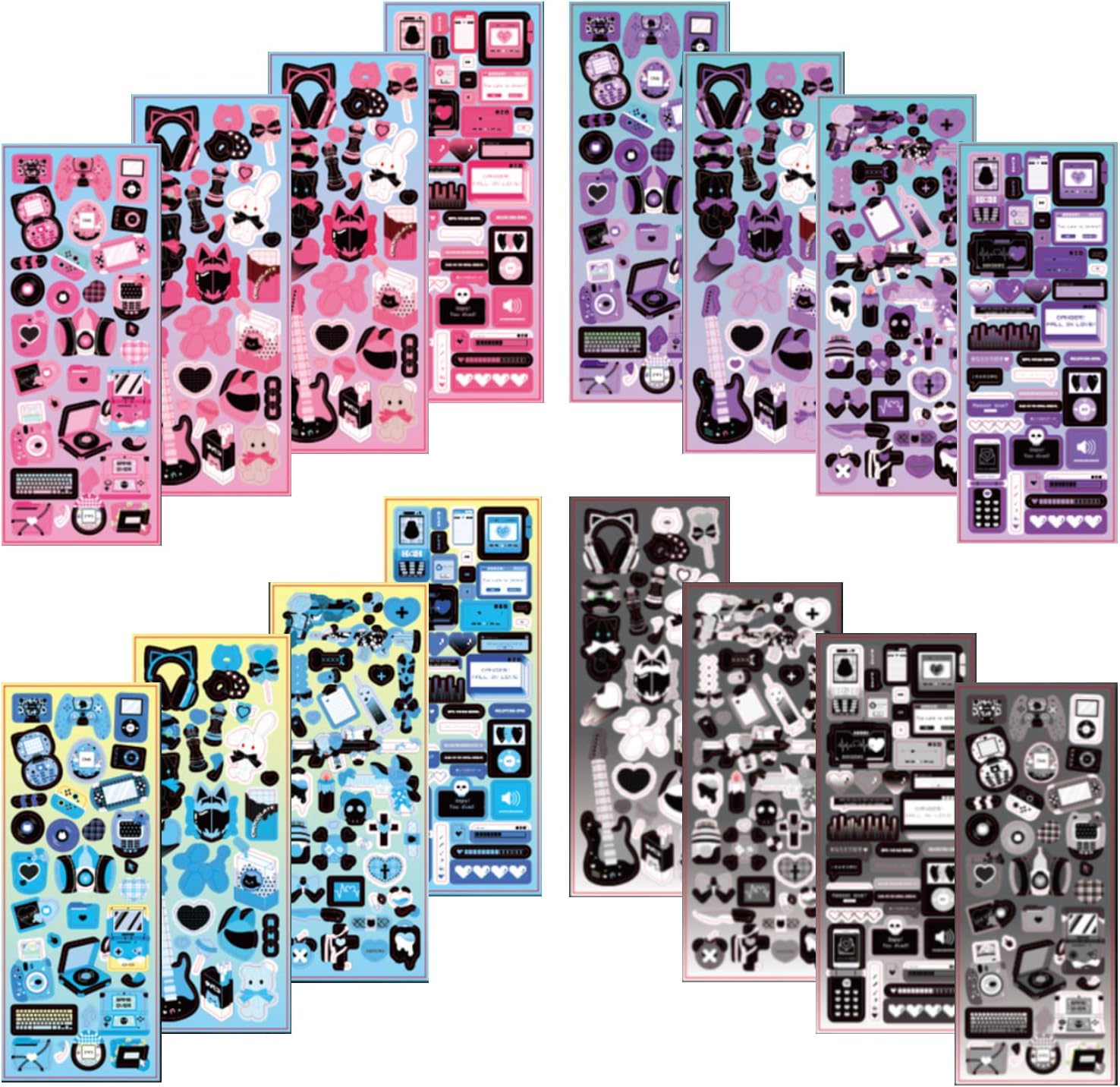 Amazon.com: 16 Sheets Colorful Flower Deco Stickers Set, Cute Scrapbook ...