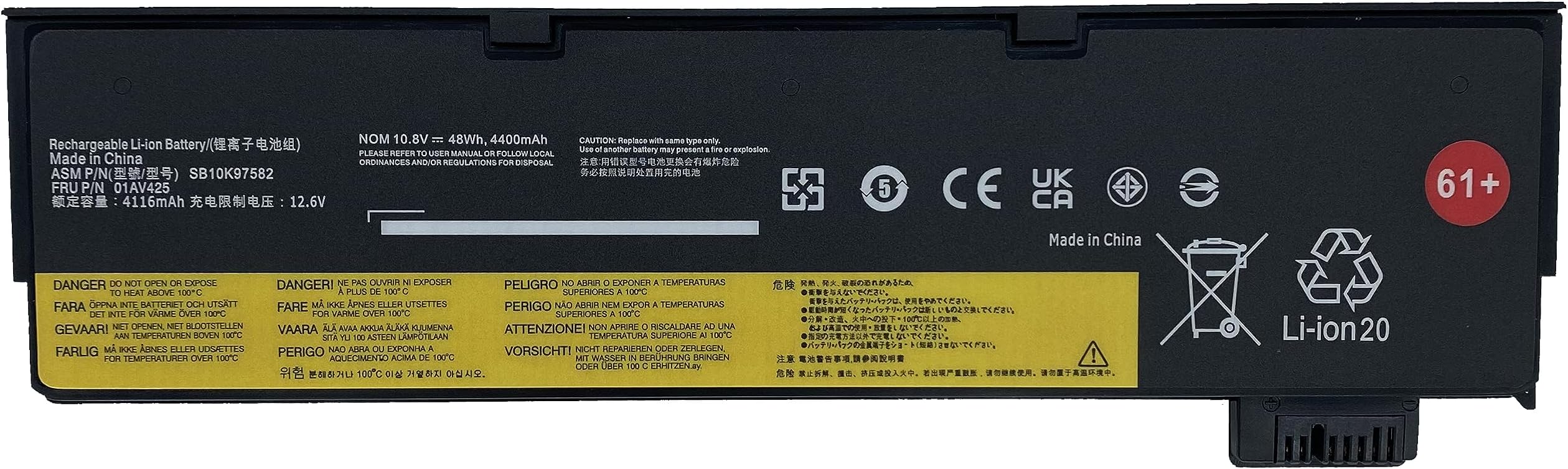 Amazon.com: YXKC 61+ 61 01AV425 Battery Replacement Compatible with ...