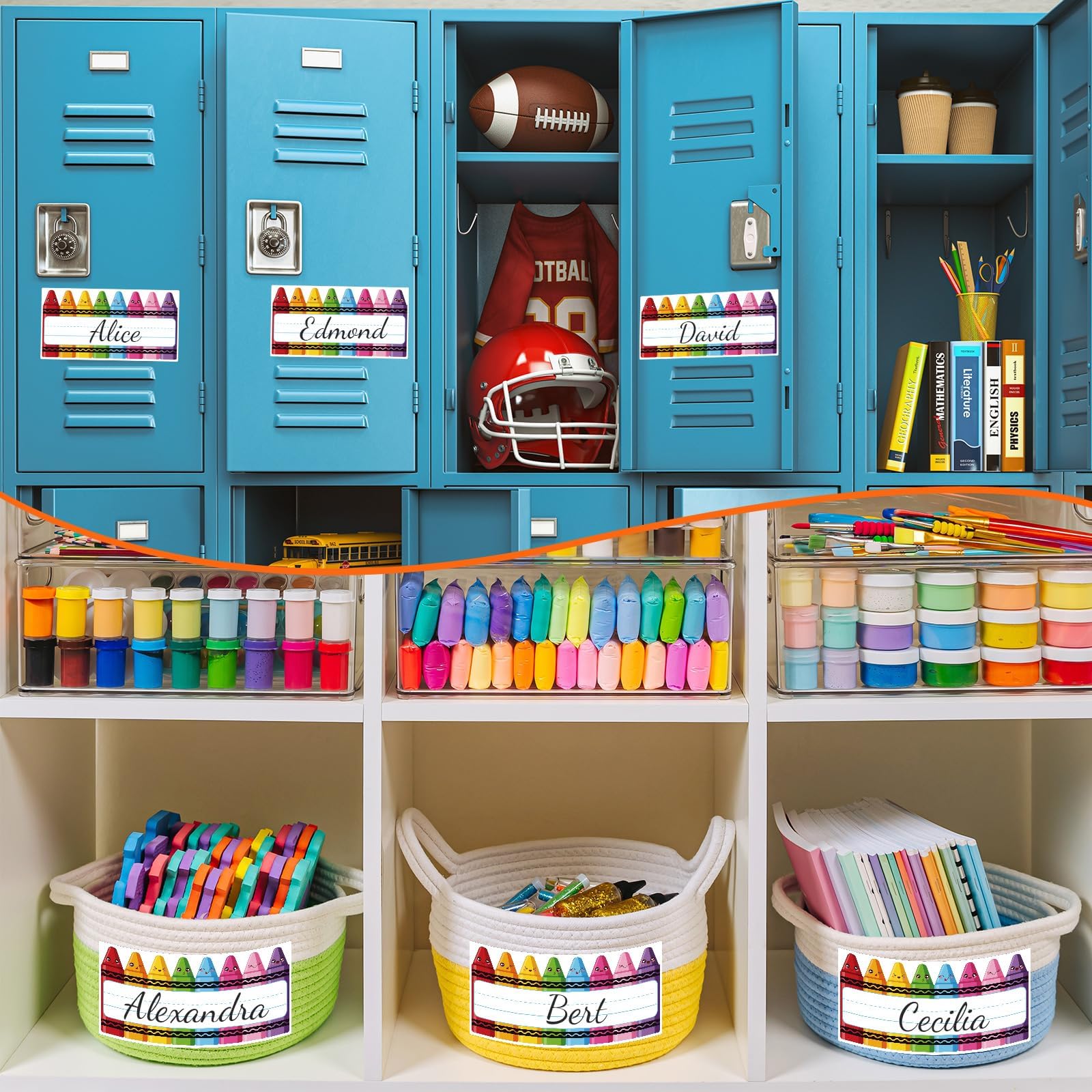 Crayon Theme Classroom Decor Crayon Name Tag Stickers Roll - Back To ...