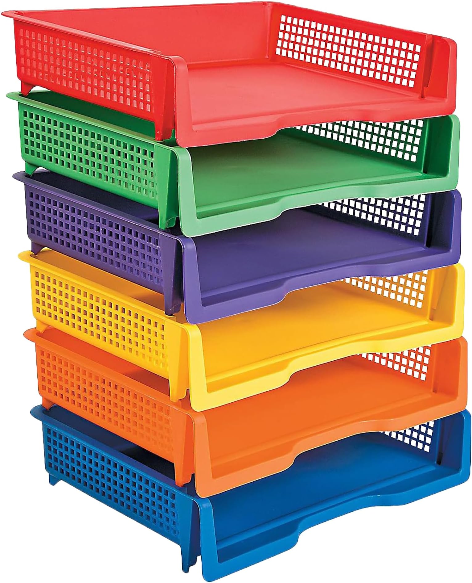 Amazon.com: Bright Creations Set of 6 Rainbow Classroom Turn in Trays ...