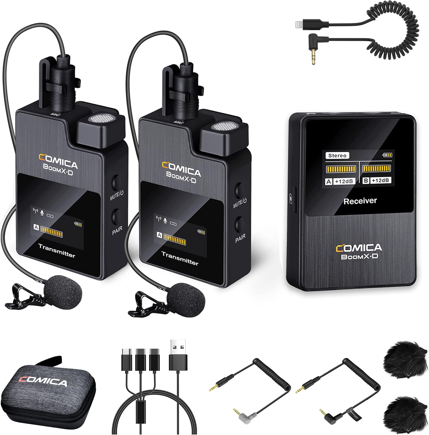 Amazon.com: COMICA BoomX-D2 Wireless Lavalier Microphone with 3.5mm TRS ...