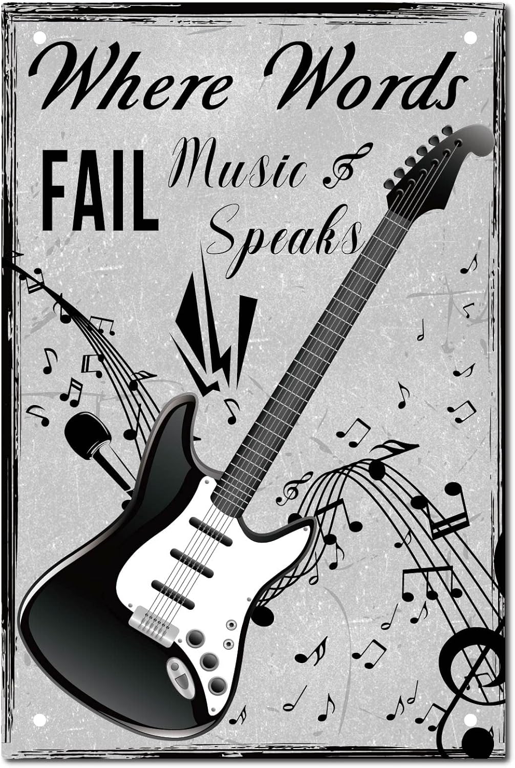 CREATCABIN Music Speaks Signs Tin Sign Where Words Failure Music Speaks ...