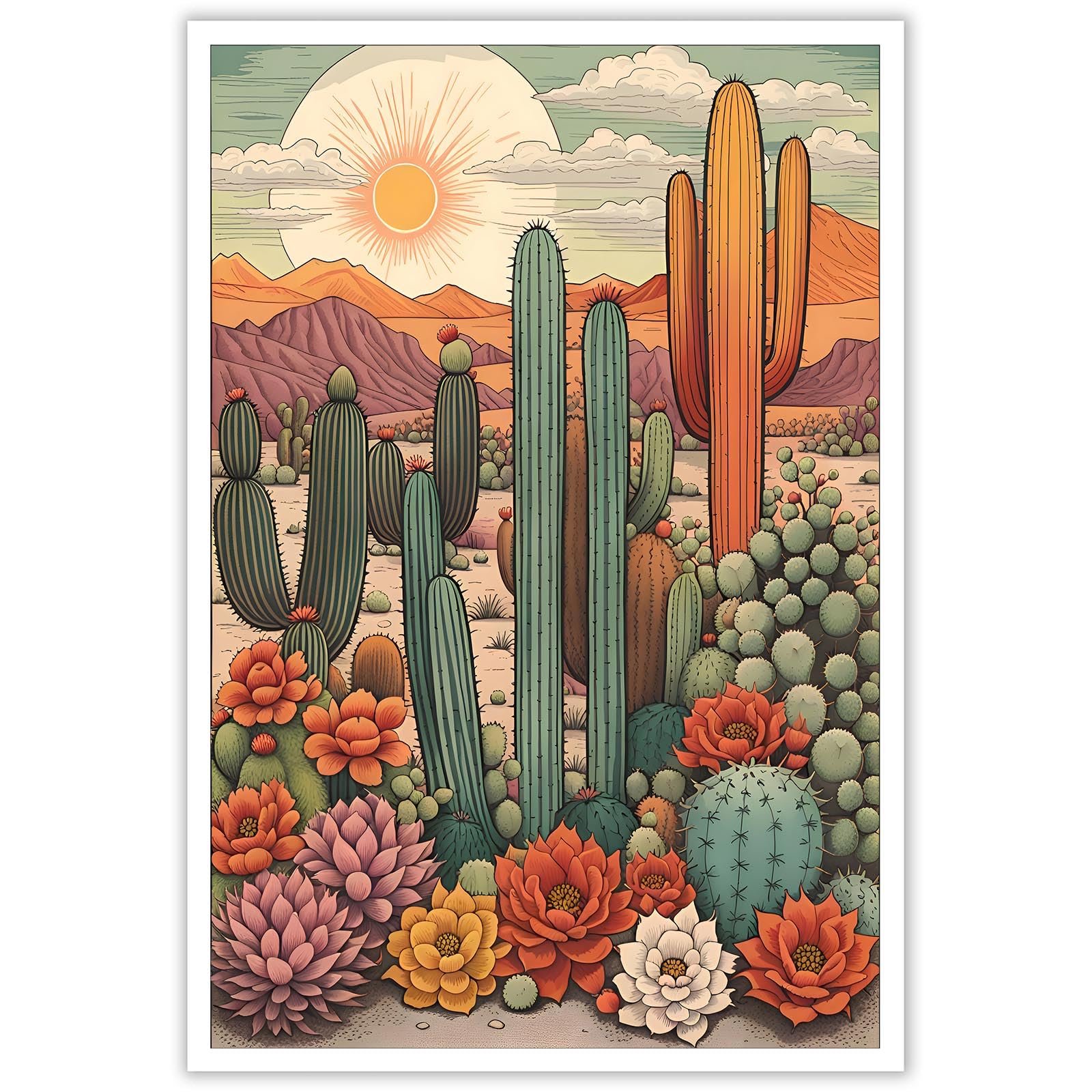 Amazon.com: Southwestern Desert Wall Art, Saguaro Cactus Poster Canvas ...