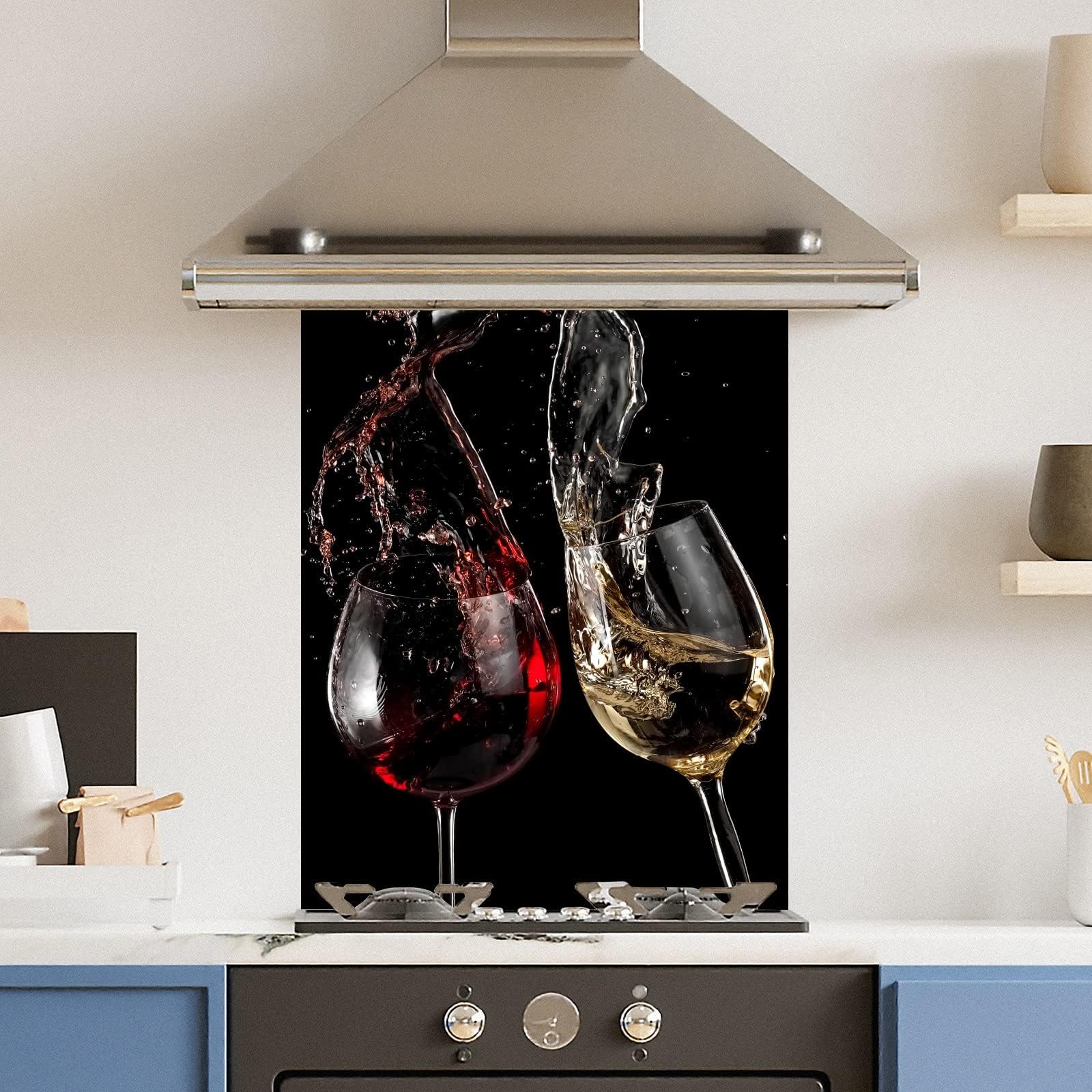 Premium 60 cm x 75 cm Wine Glasses Glass 6mm Kitchen Splashback Heat ...