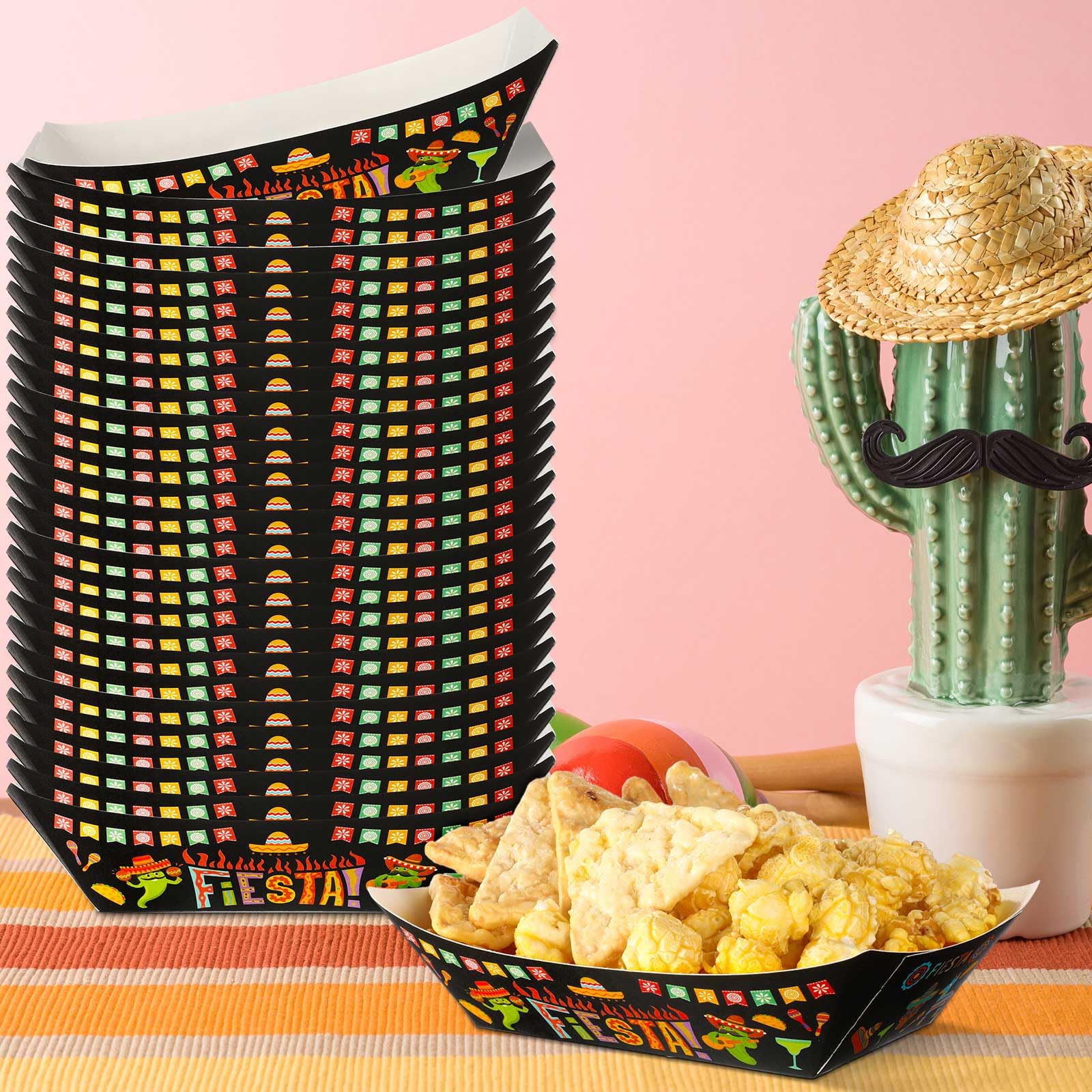Snapklik.com : Gejoy 100 Pcs Mexican Paper Food Trays 2 Lb Nacho ...