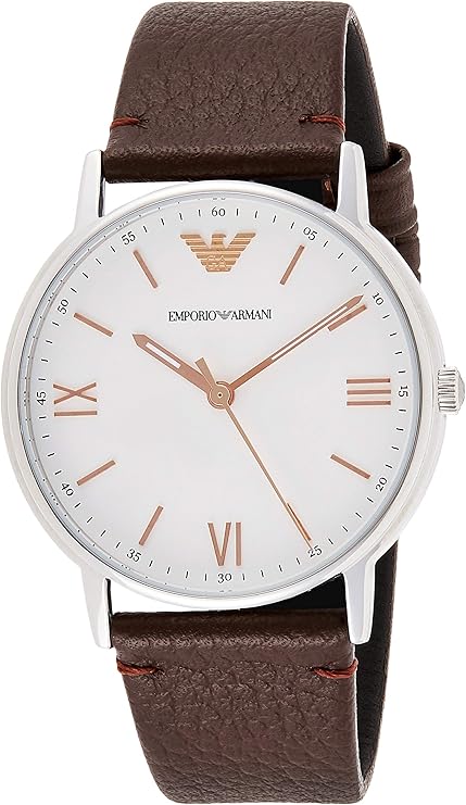 EMPORIO ARMANI Homme Analogique Quartz Montre avec Bracelet en Cuir ...