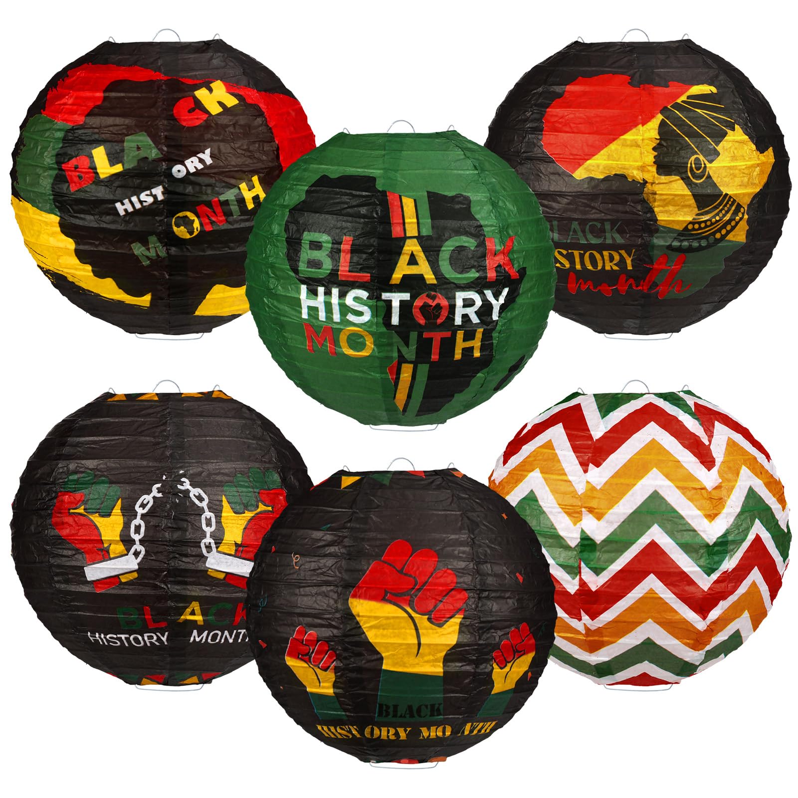 Frienda 6 Pcs Black History Month Hanging Paper Lanterns Decoration ...
