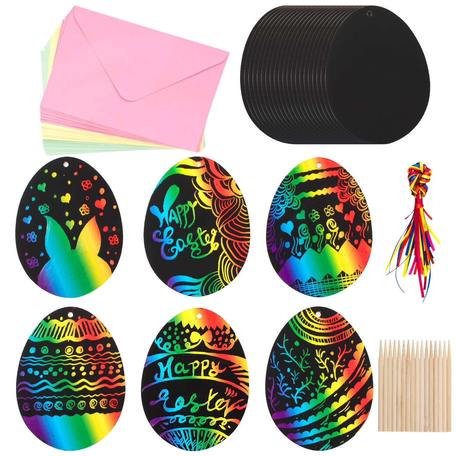 Whaline 150pcs Easter Egg Scratch Art Kits In Three Colors | Desertcart ...