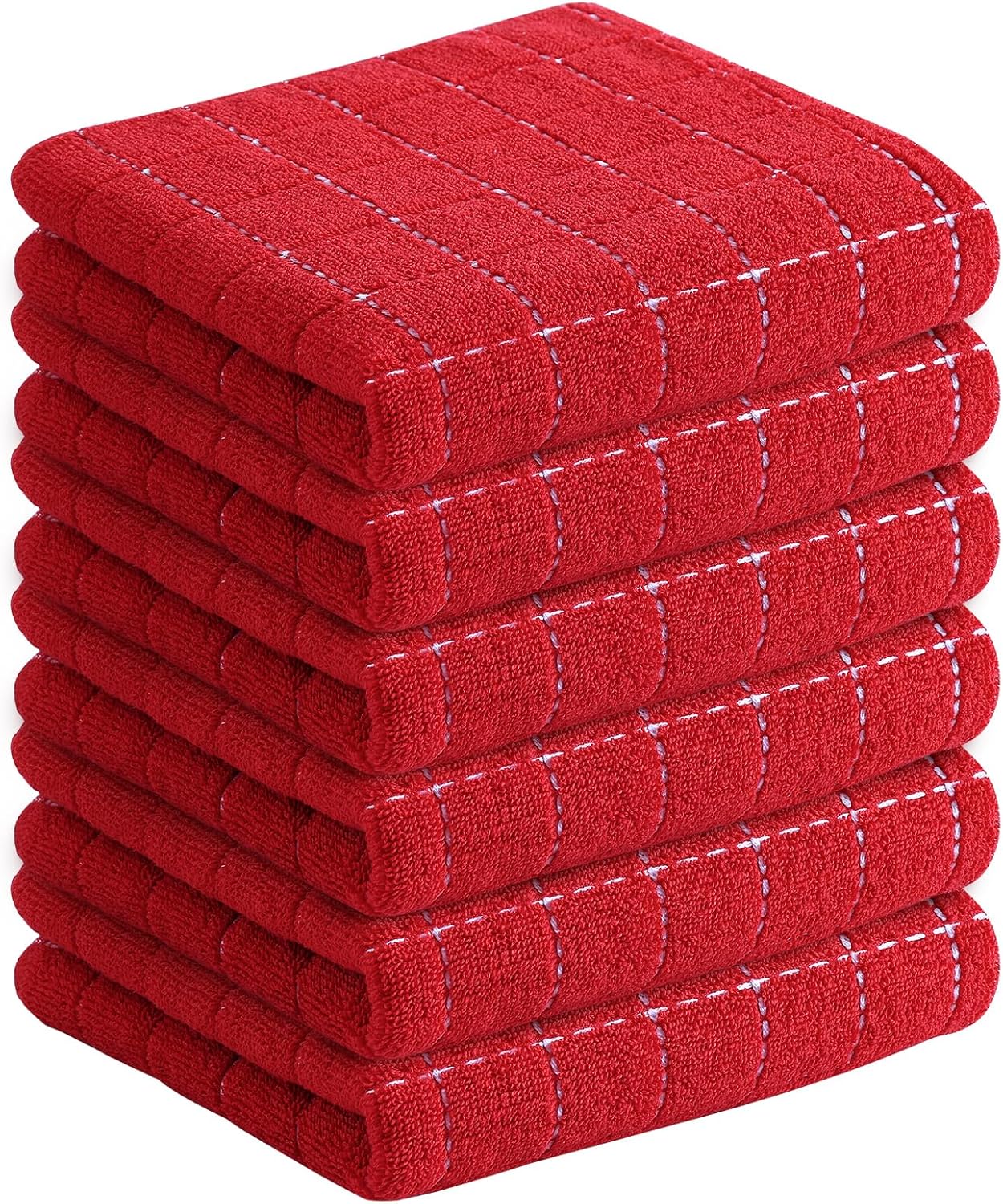 Amazon.com: Homaxy 100% Cotton Terry Kitchen Towels(Red, 13 x 28 inches ...