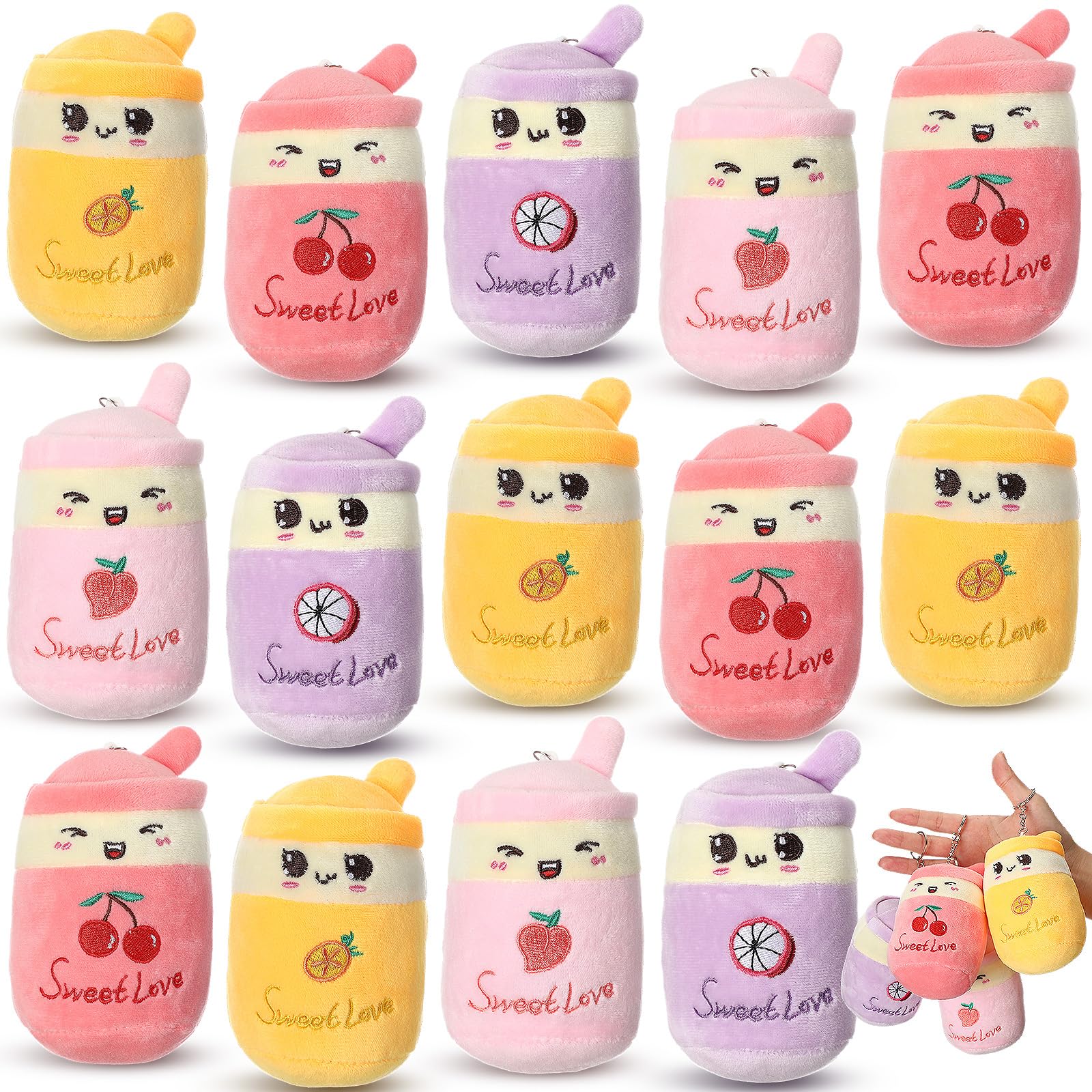 Snapklik.com : Jerify 16 Pcs Boba Tea Keychain Plush Bubble Tea Stuffed ...