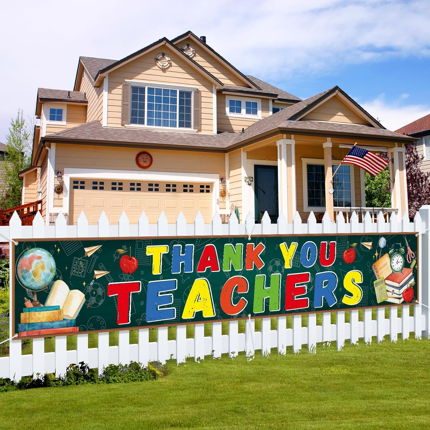 Amazon.com: Arosche Teacher Appreciation Week Decorations Banner 120" x ...