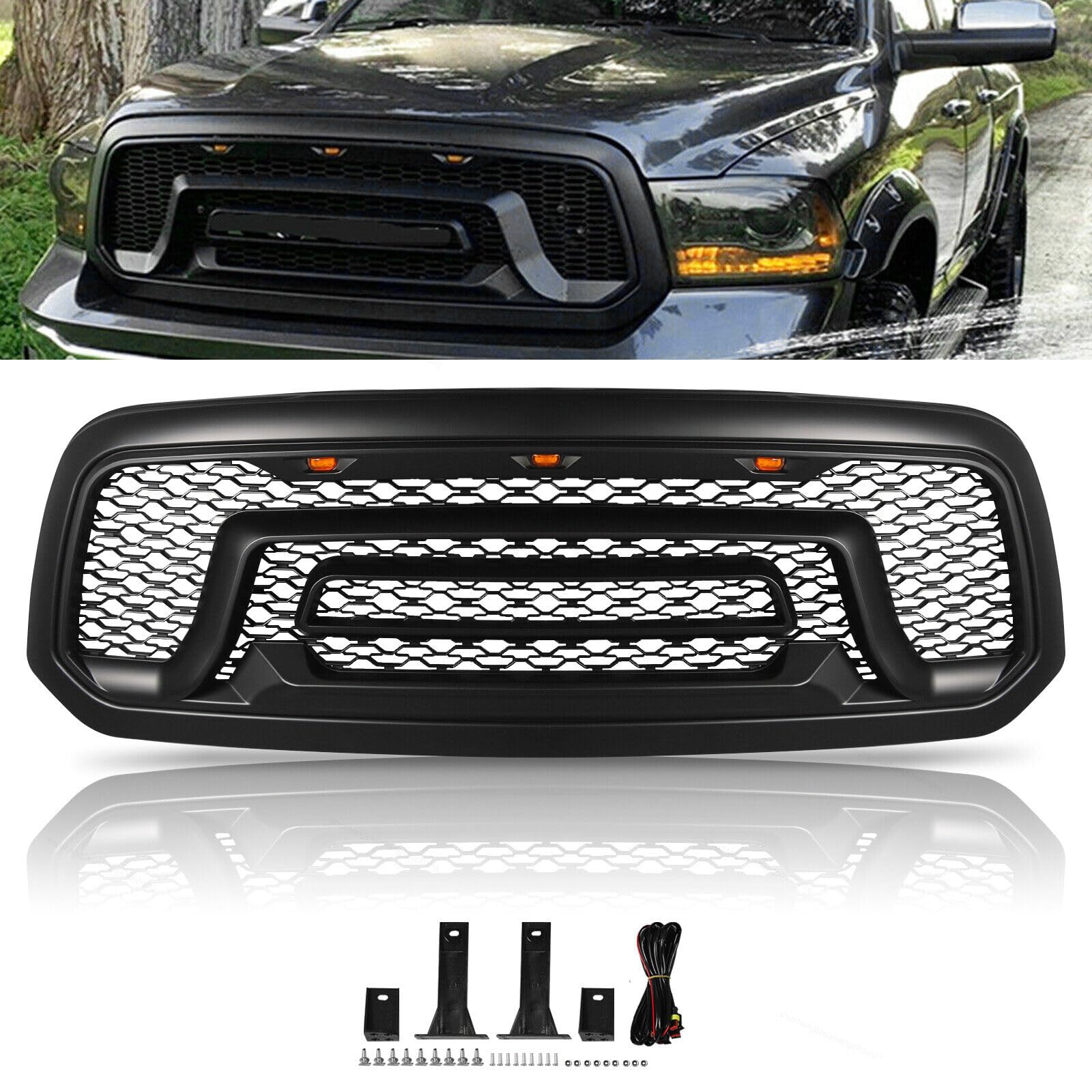 Amazon.com: Front Car Auto Grille Rebel Style ABS Black Honeycomb ...